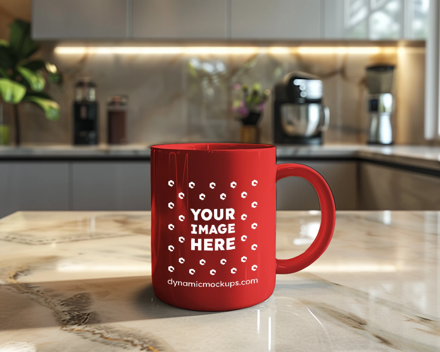 15oz Blank Red Ceramic Coffee Mug Mockup Template