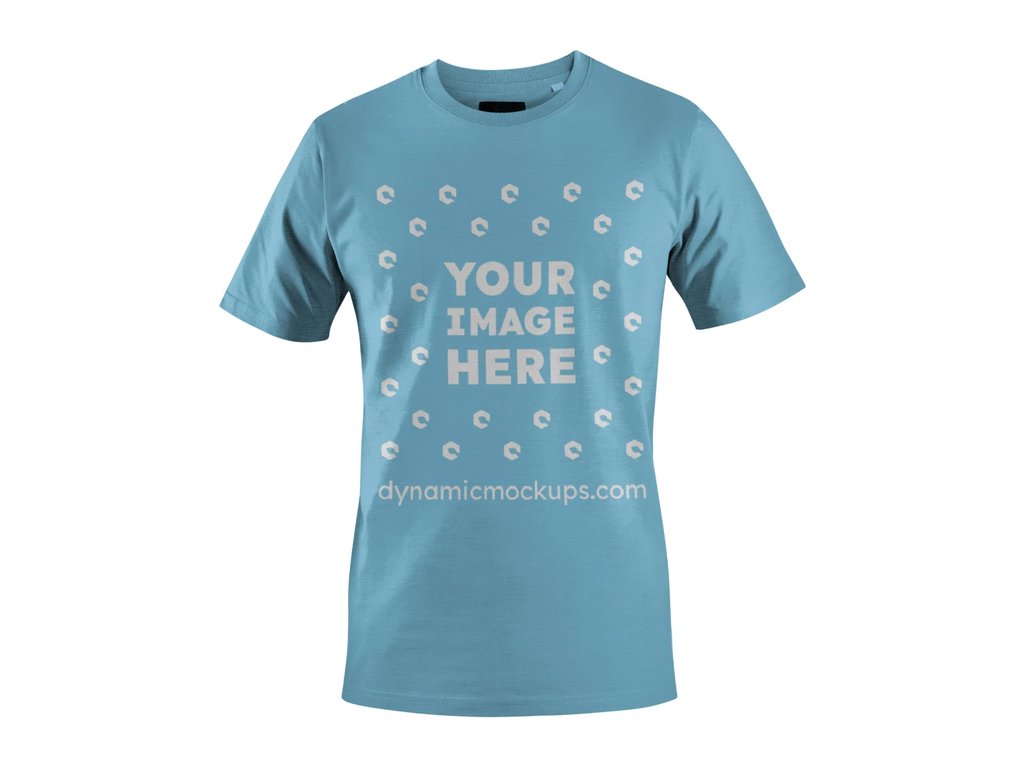 3D Sky Blue T-shirt Mockup Front View Template #1770 + PSD | Use It Now