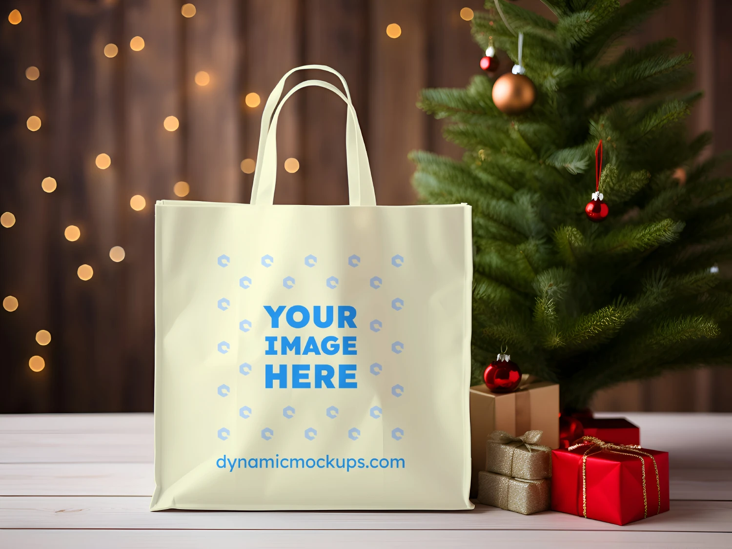 Cream Canvas Tote Bag Mockup Front View Template #628 + PSD | Use It Now