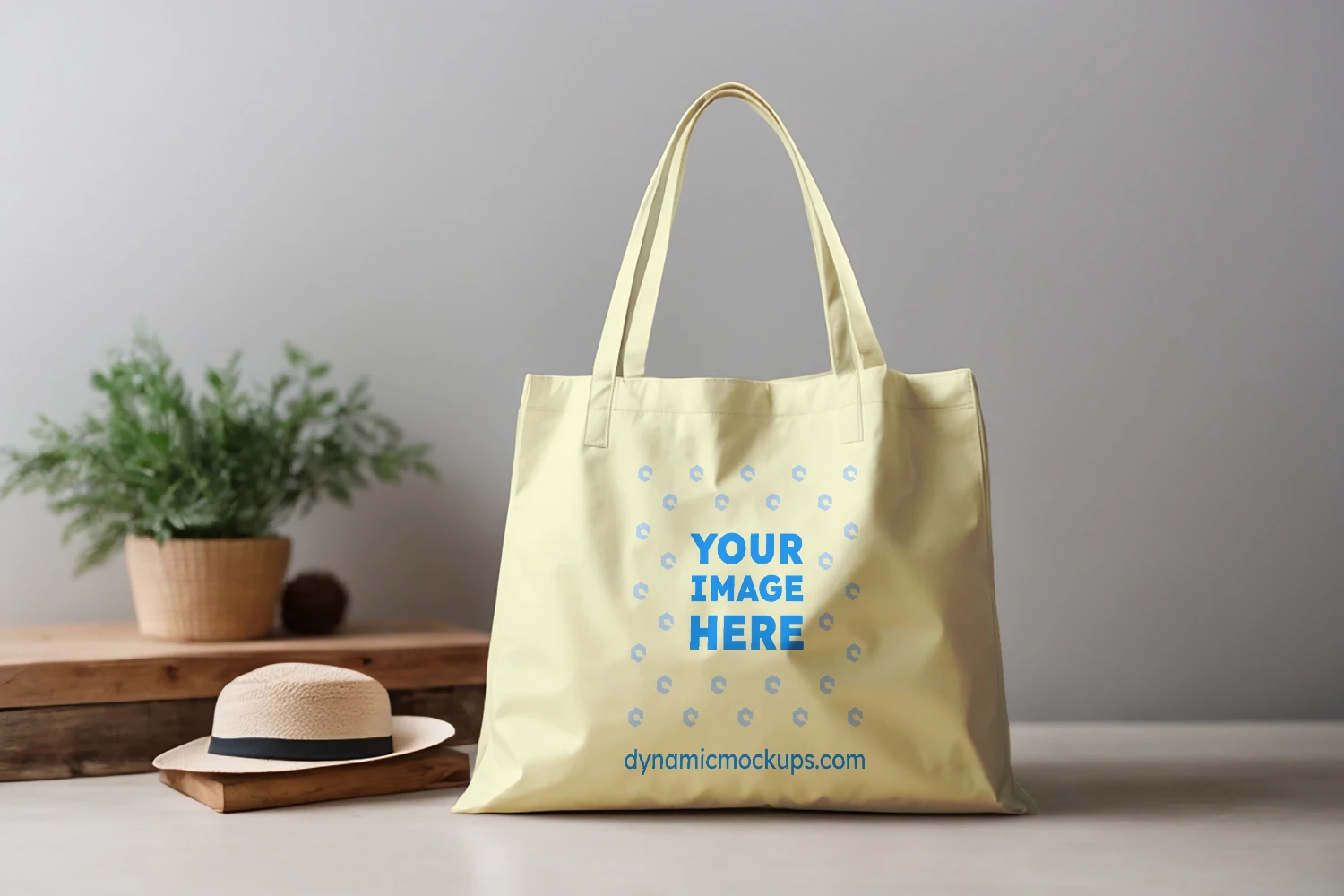 Cream Canvas Tote Bag Mockup Front View Template #633 + PSD | Use It Now
