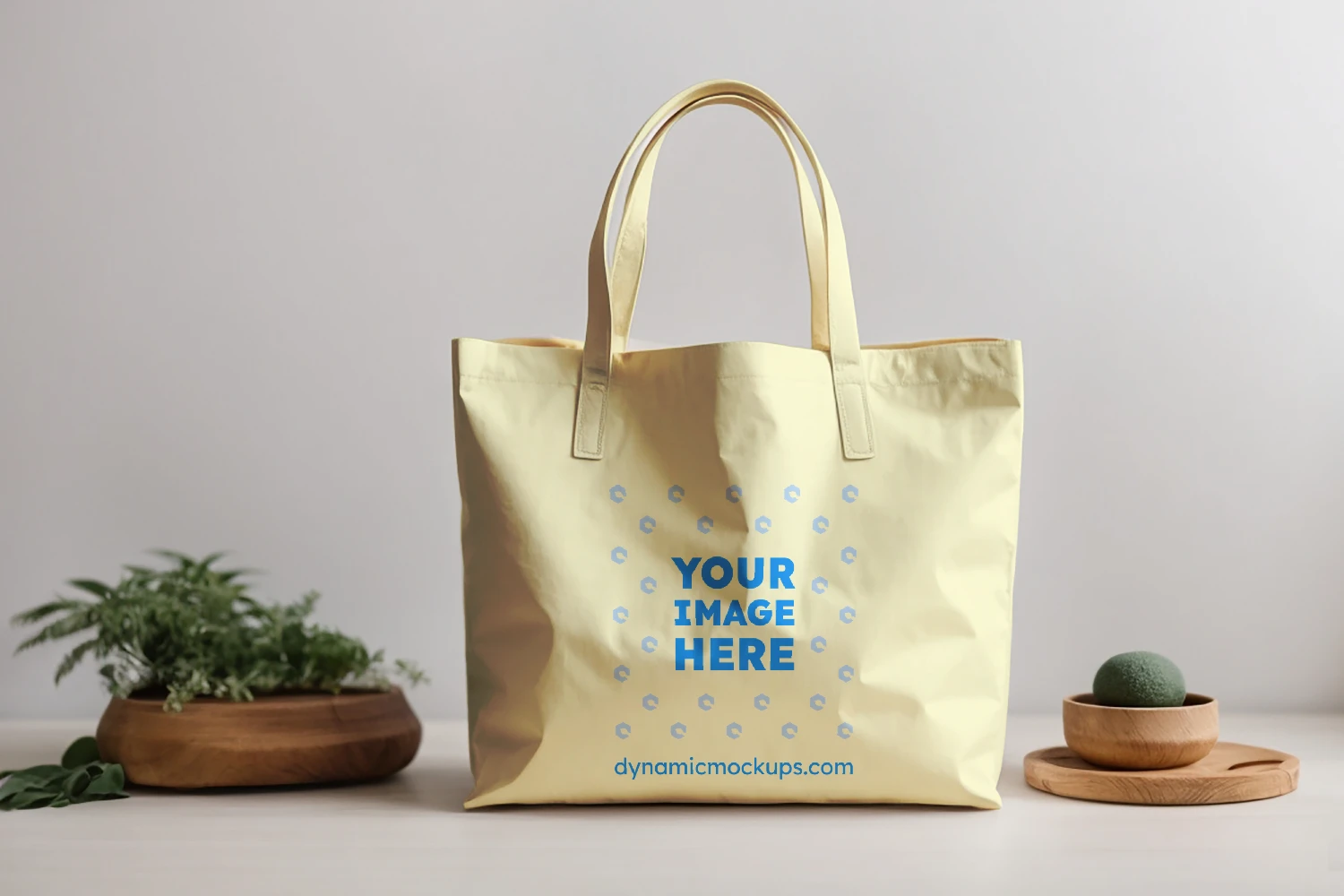 Cream Canvas Tote Bag Mockup Front View Template #653 + PSD | Use It Now