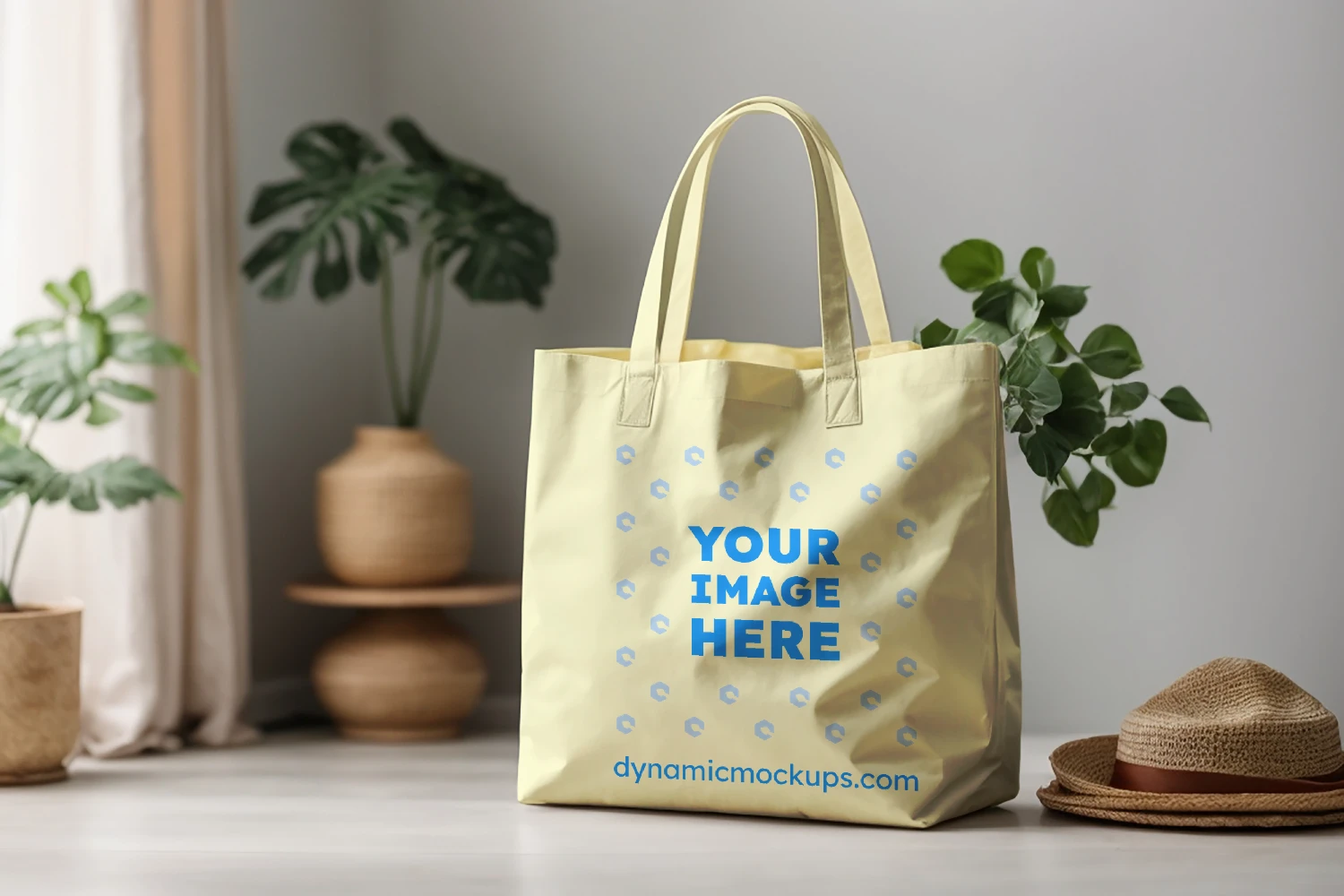 Cream Canvas Tote Bag Mockup Front View Template #660 + PSD | Use It Now
