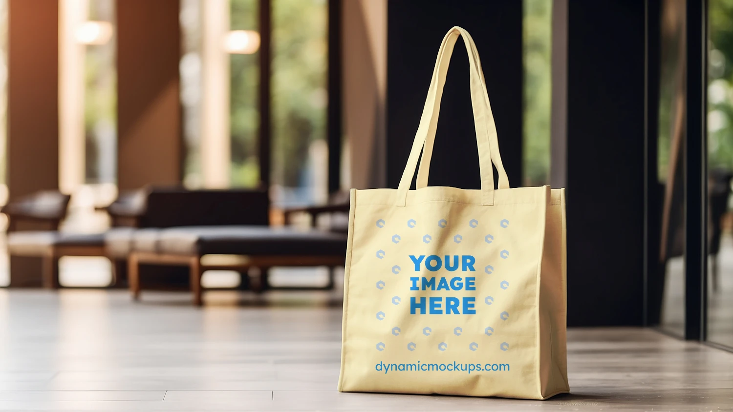 Cream Canvas Tote Bag Mockup Front View Template #682 + PSD | Use It Now