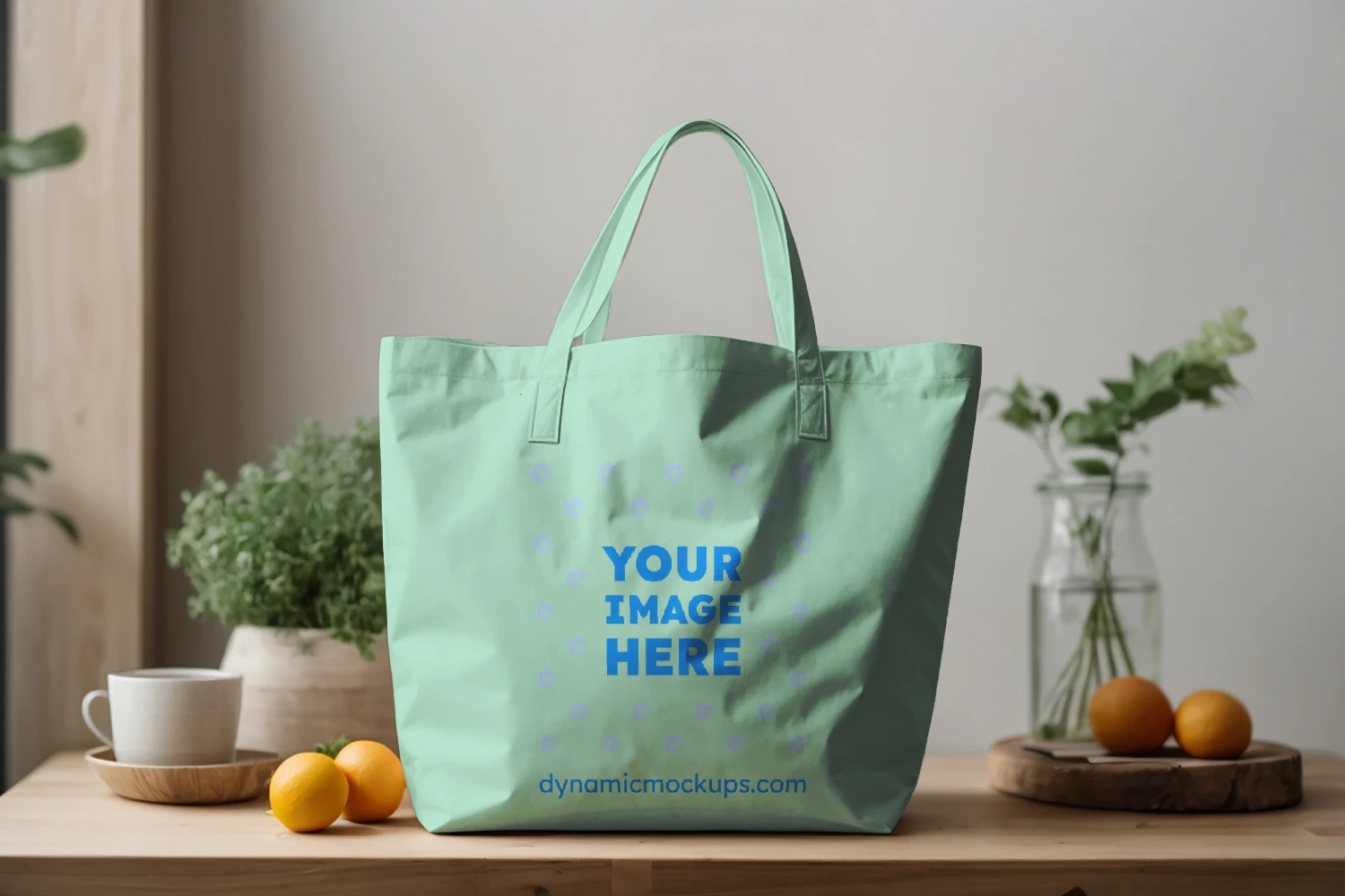 Mint Canvas Tote Bag Mockup Front View Template #657 + PSD | Use It Now