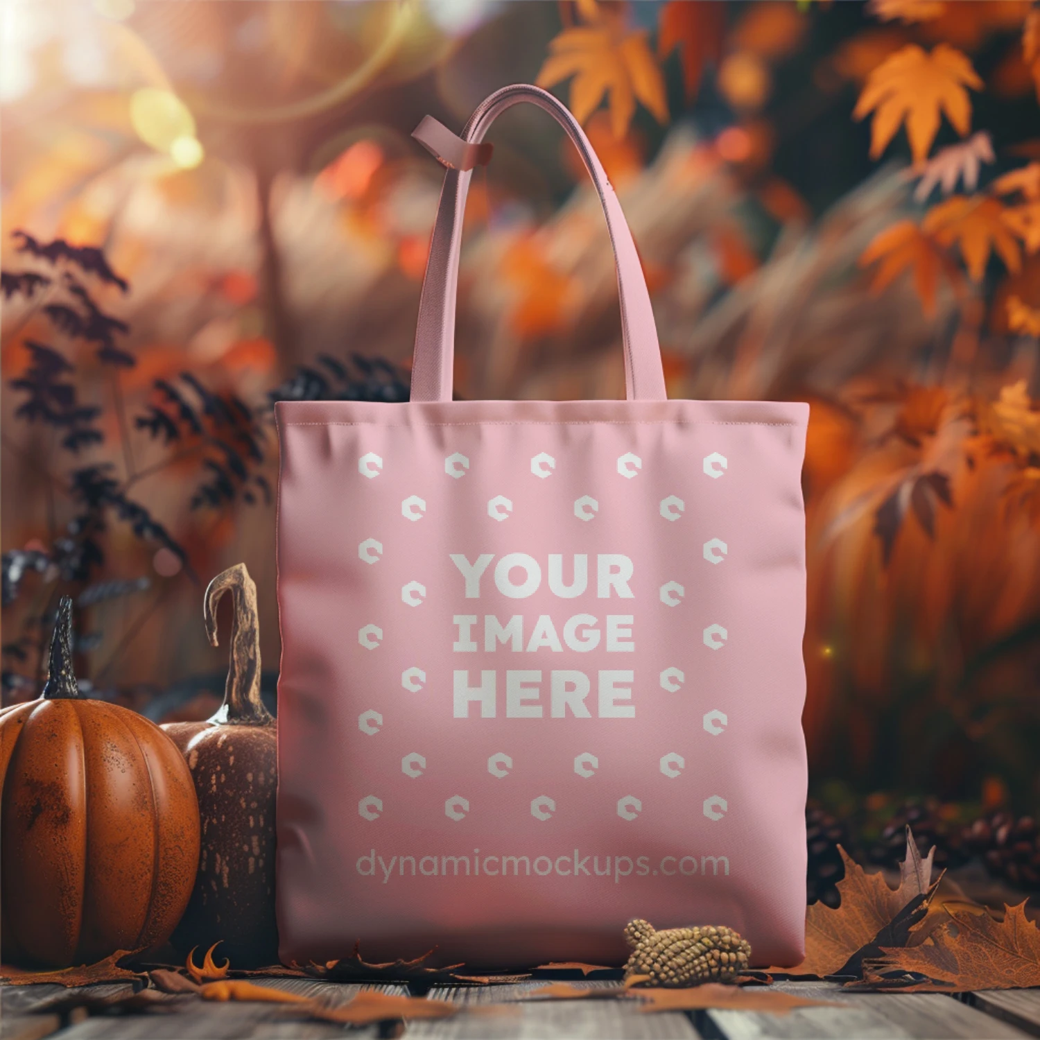 Pink Canvas Tote Bag Mockup Front View Template #659 + PSD | Use It Now