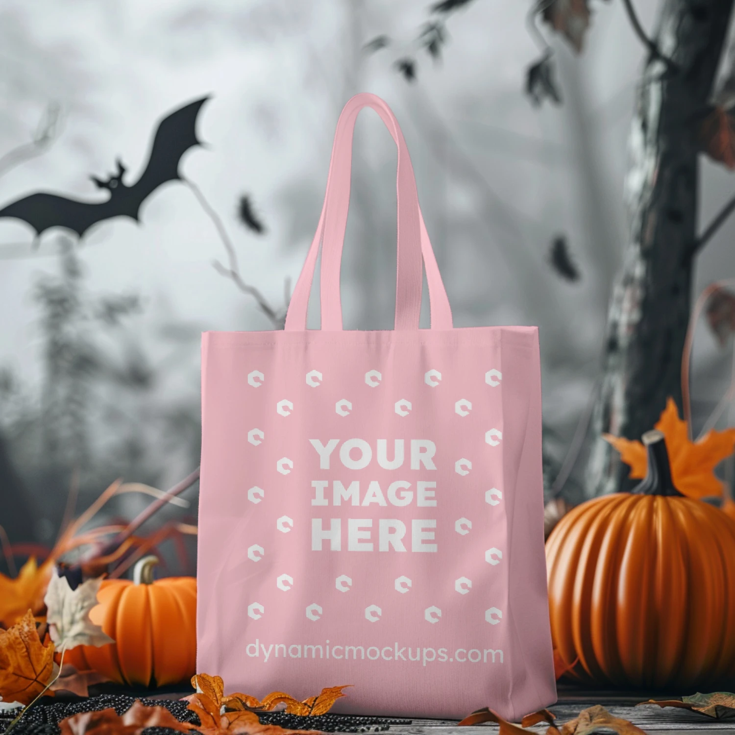 Pink Canvas Tote Bag Mockup Front View Template #678 + PSD | Use It Now