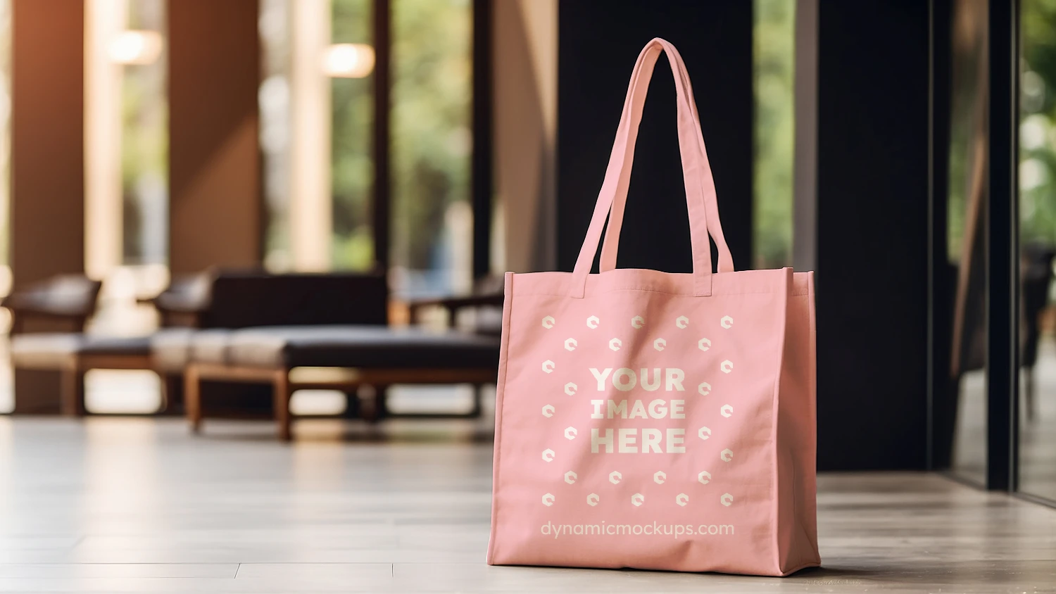 Pink Canvas Tote Bag Mockup Front View Template #682 + PSD | Use It Now