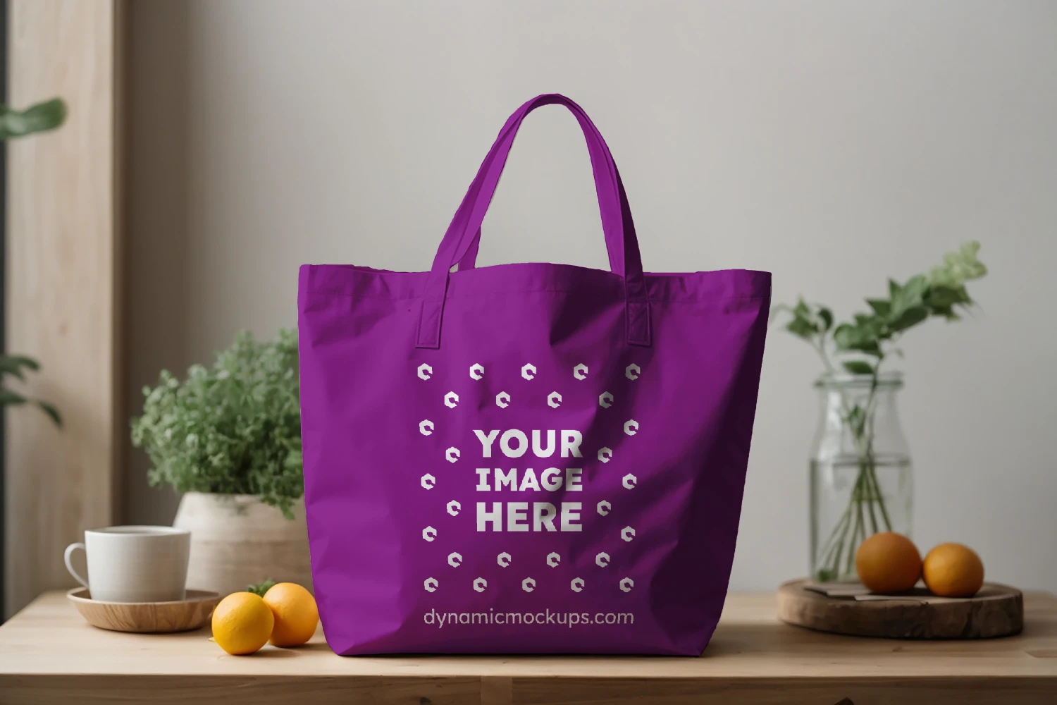 Purple Canvas Tote Bag Mockup Front View Template #657 + PSD | Use It Now