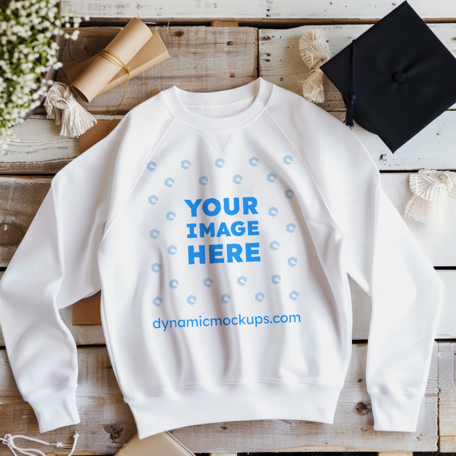 Flat Lay White Sweatshirt Mockup Front View Template #986 + PSD | Use ...