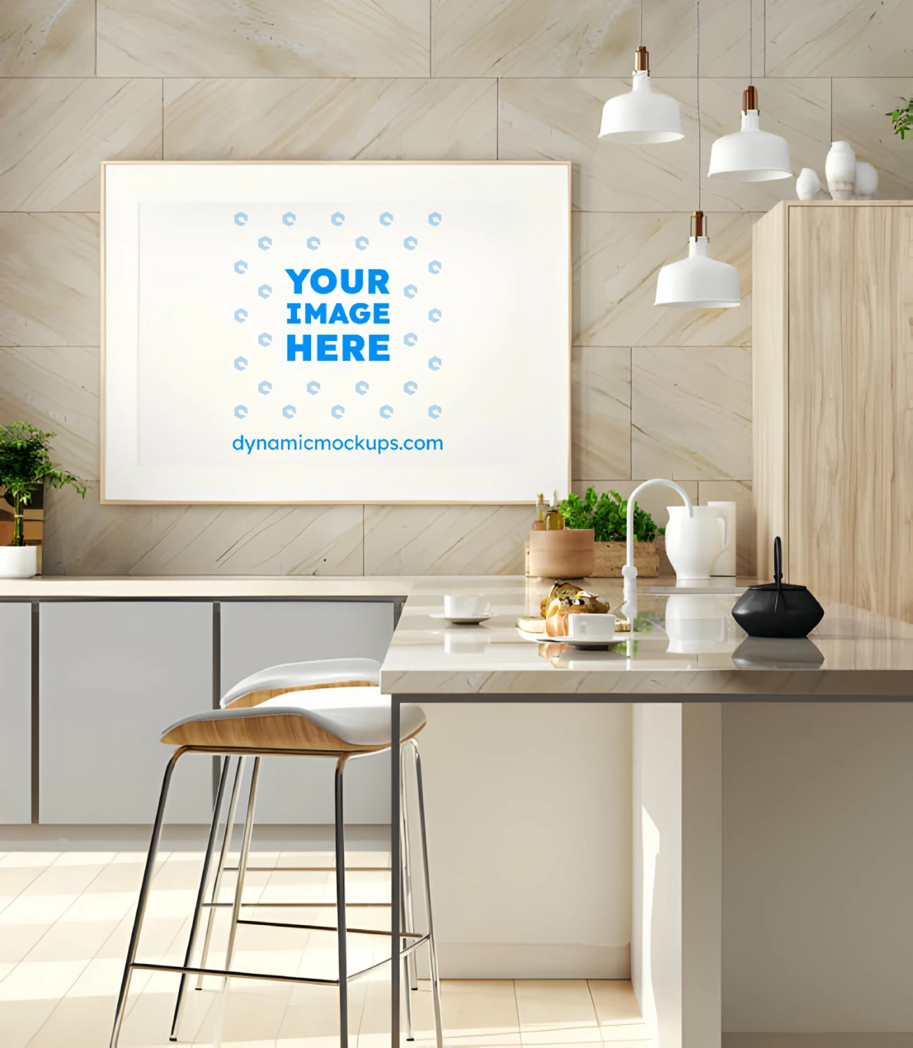 Kitchen Woman Wall Art Mockup Template #1417 + PSD | Use It Now