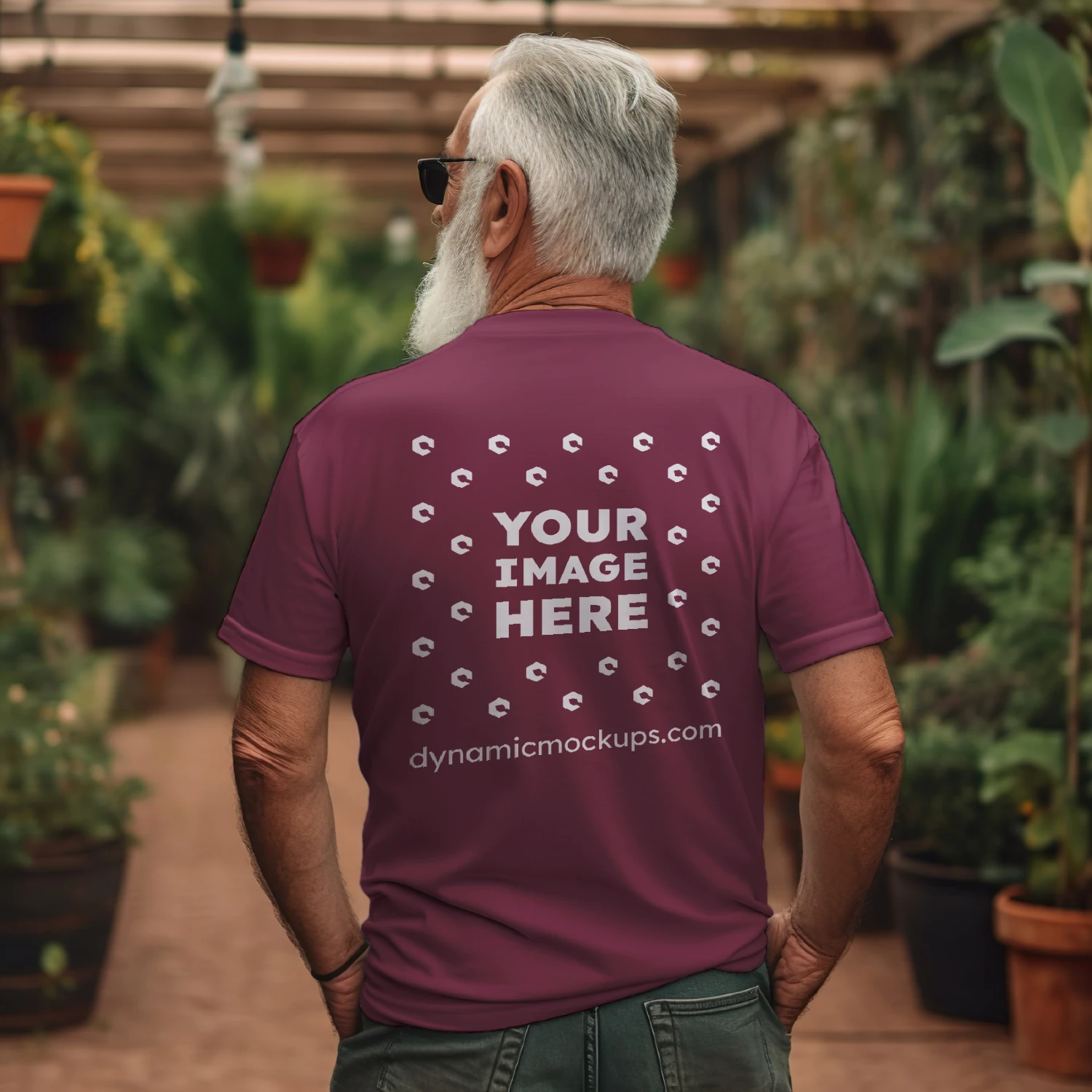Man Wearing Maroon T-shirt Mockup Back View Template #712 + PSD | Use ...