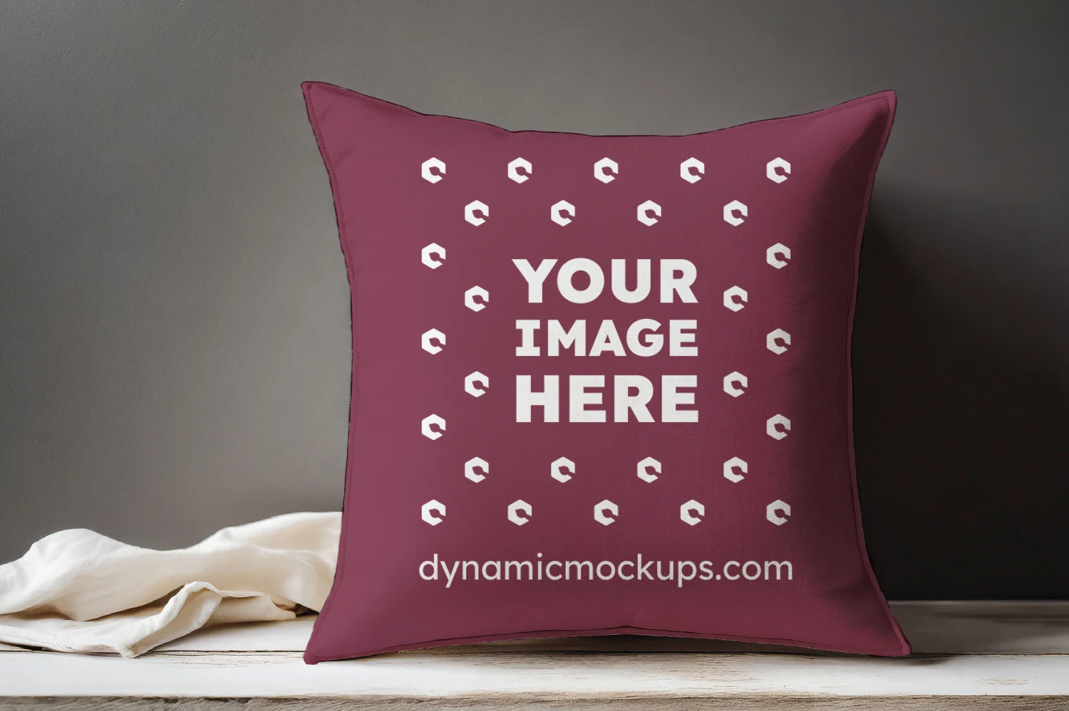 Maroon Square Pillow Cover Mockup Template #1534 + PSD | Use It Now