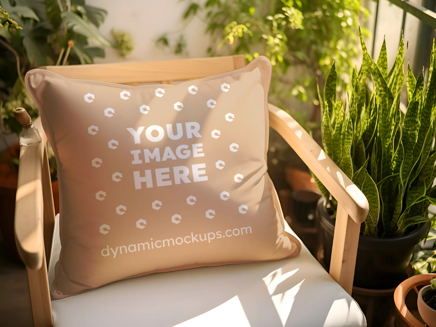 Tan Square Pillow Cover Mockup Template #1531 + PSD | Use It Now