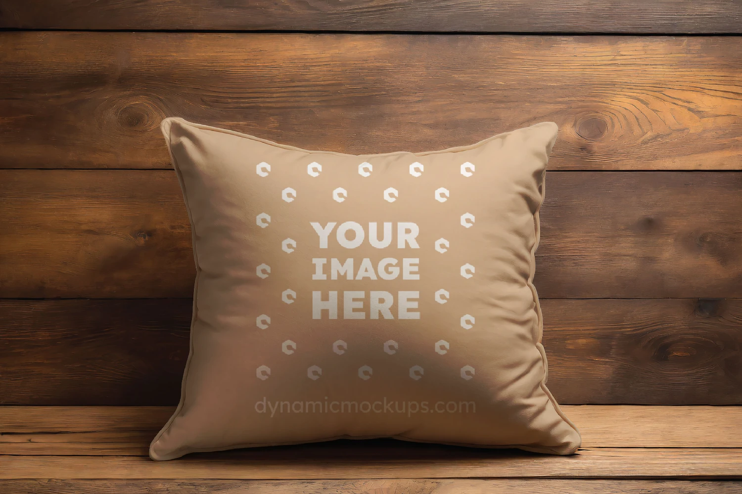 Tan Square Pillow Cover Mockup Template #1532 + PSD | Use It Now