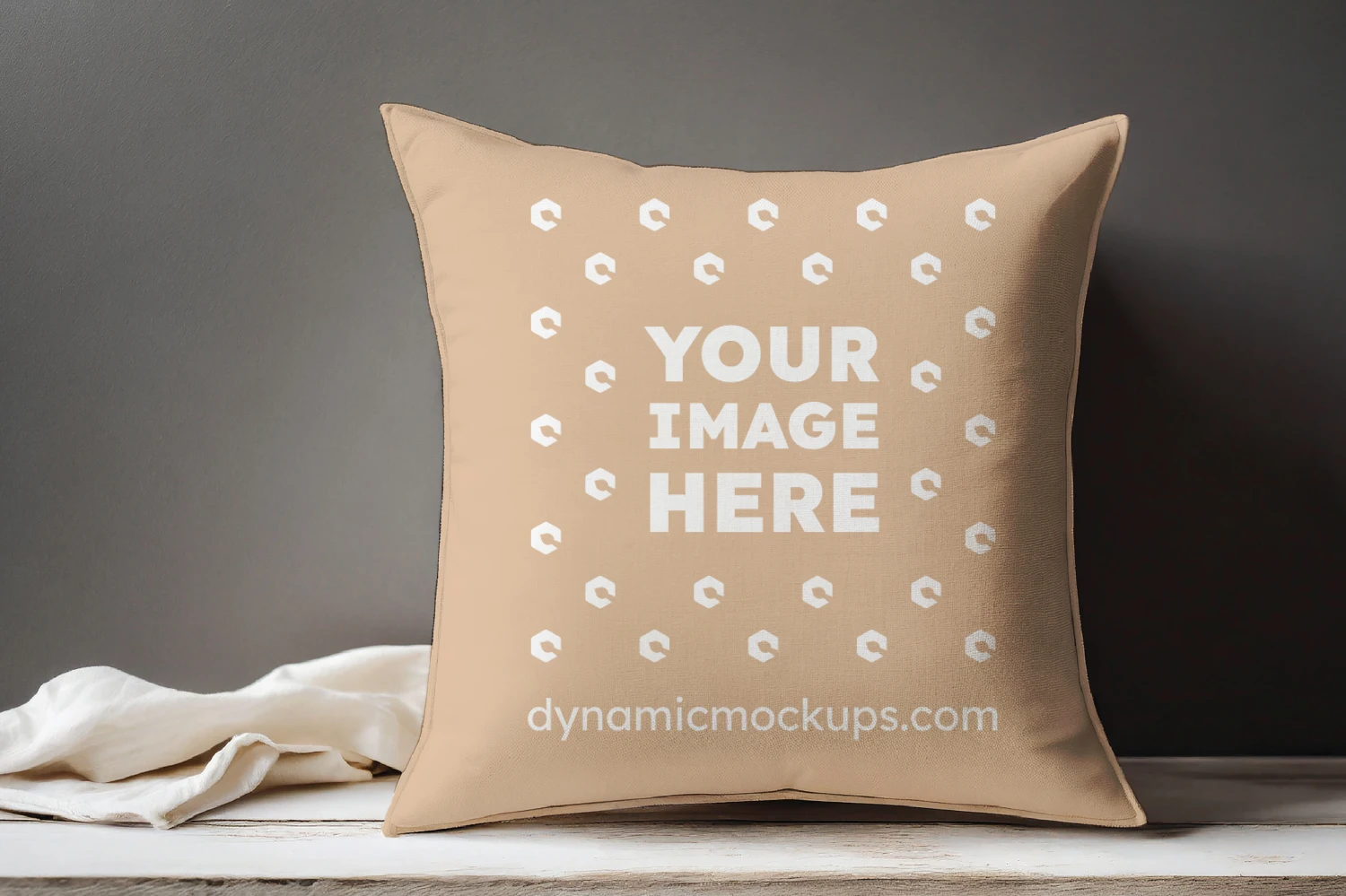 Tan Square Pillow Cover Mockup Template #1534 + PSD | Use It Now