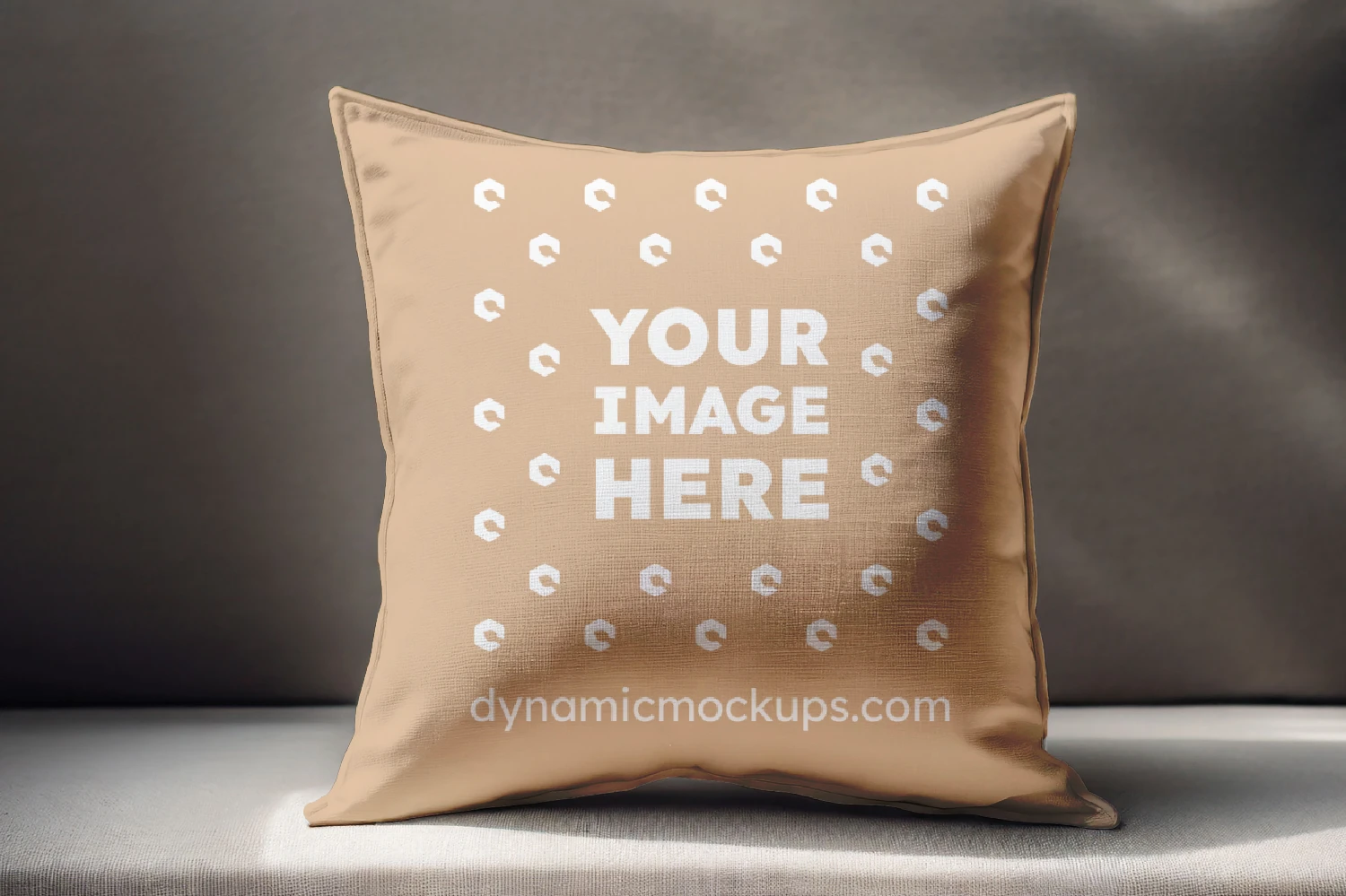 Tan Square Pillow Cover Mockup Template #1535 + PSD | Use It Now