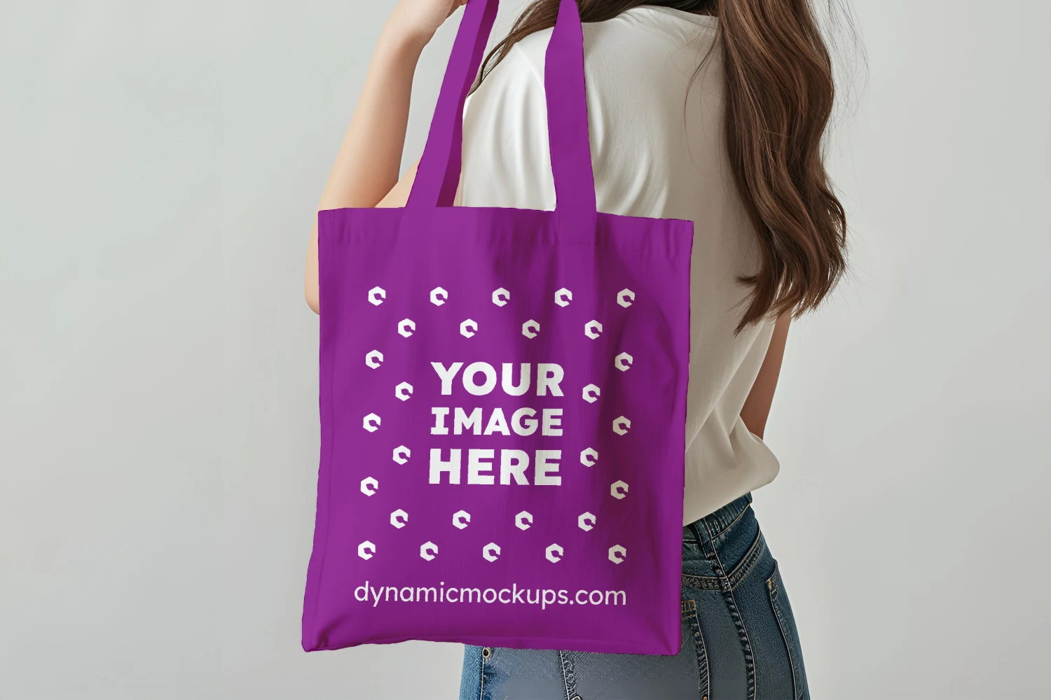 Woman Holding Purple Tote Bag Mockup Side View Template #635 + PSD ...