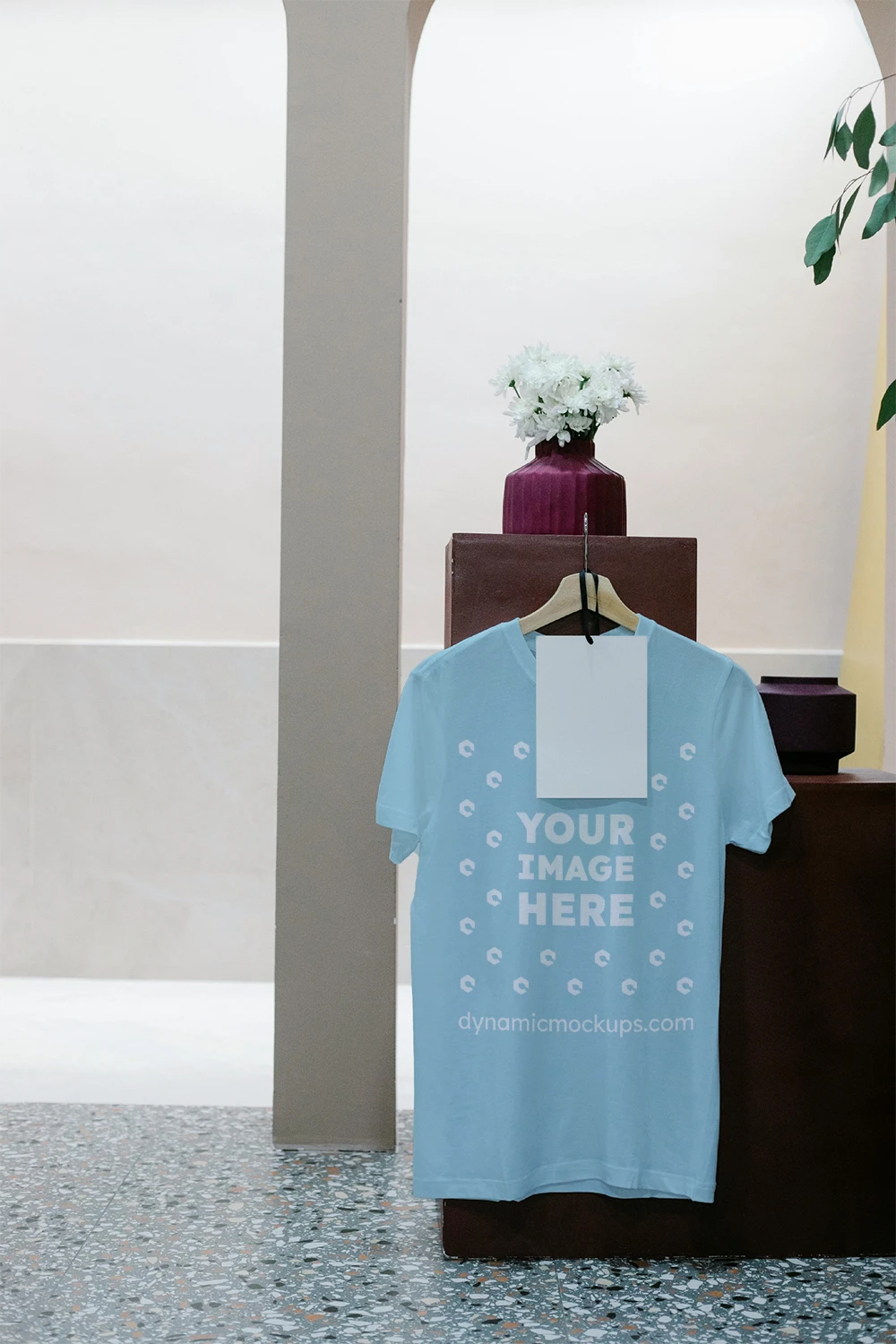 Hanging Light Blue T-shirt Mockup Front View Template #3828 + PSD | Use ...