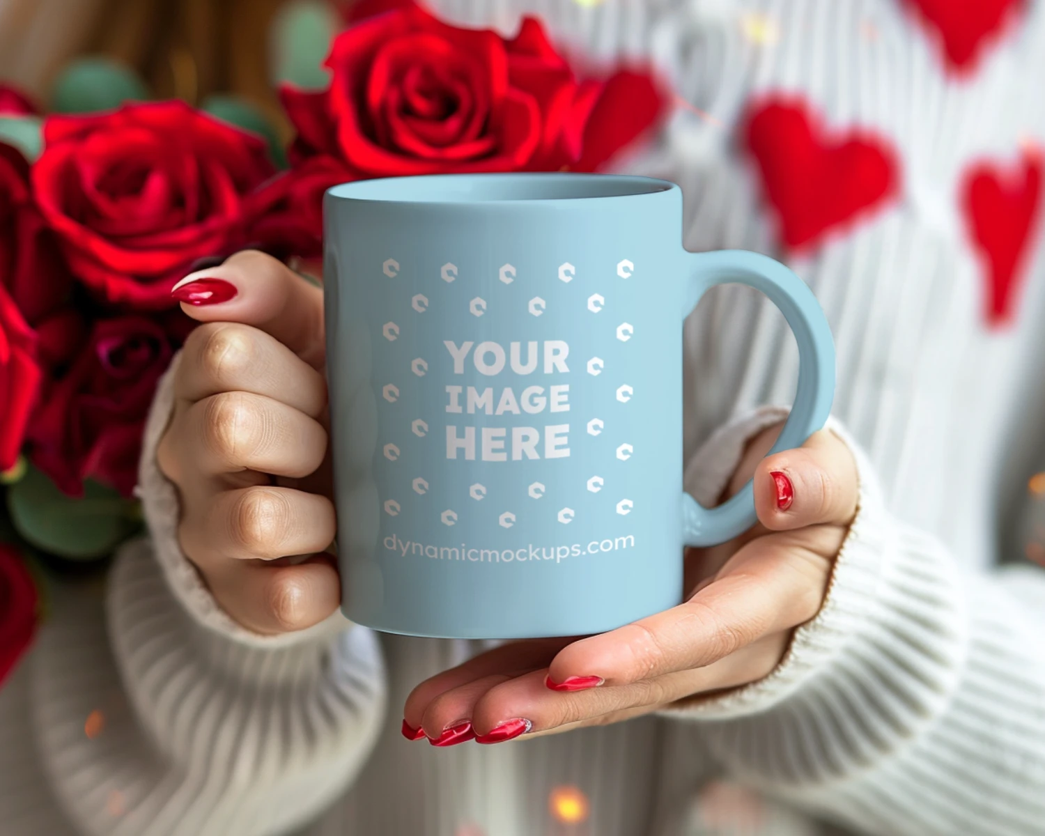 11oz Blank Light Blue Ceramic Coffee Mug Mockup Template