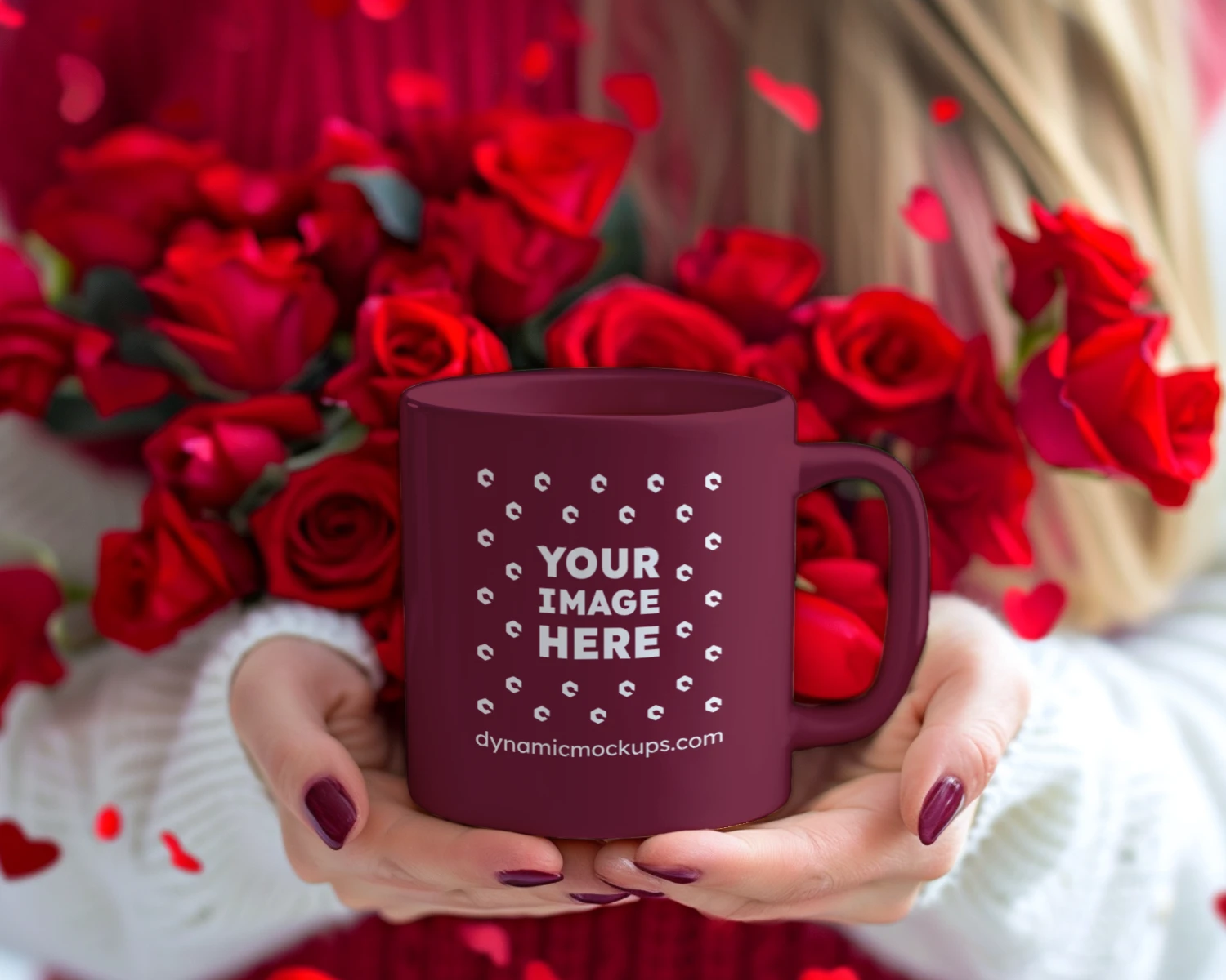 11oz Blank Maroon Ceramic Coffee Mug Mockup Template