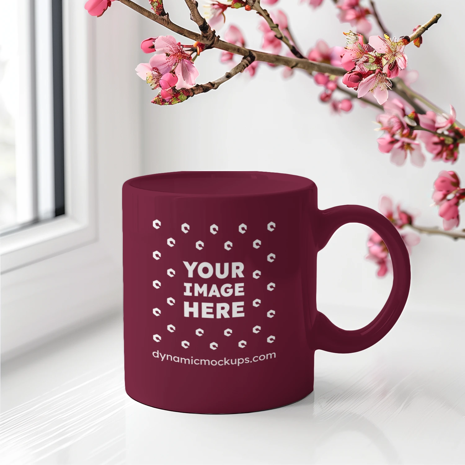 11oz Blank Maroon Ceramic Coffee Mug Mockup Template #5844 + PSD | Use ...