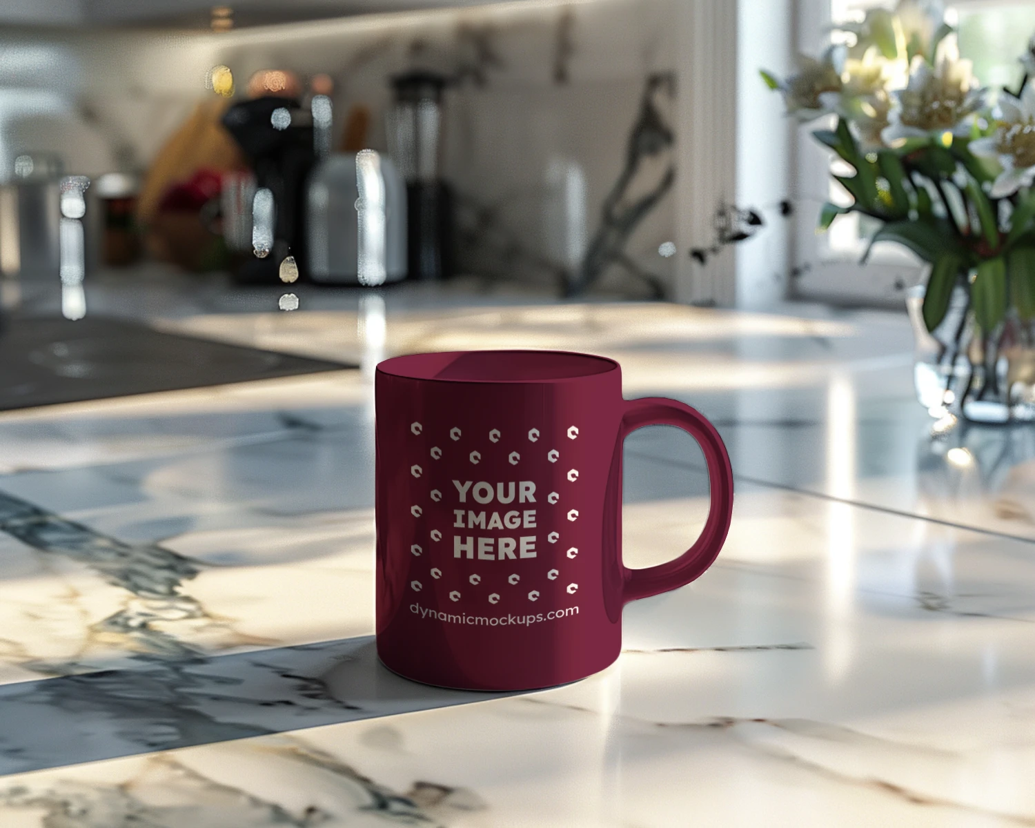 11oz Blank Maroon Ceramic Coffee Mug Mockup Template #5852 + PSD | Use ...