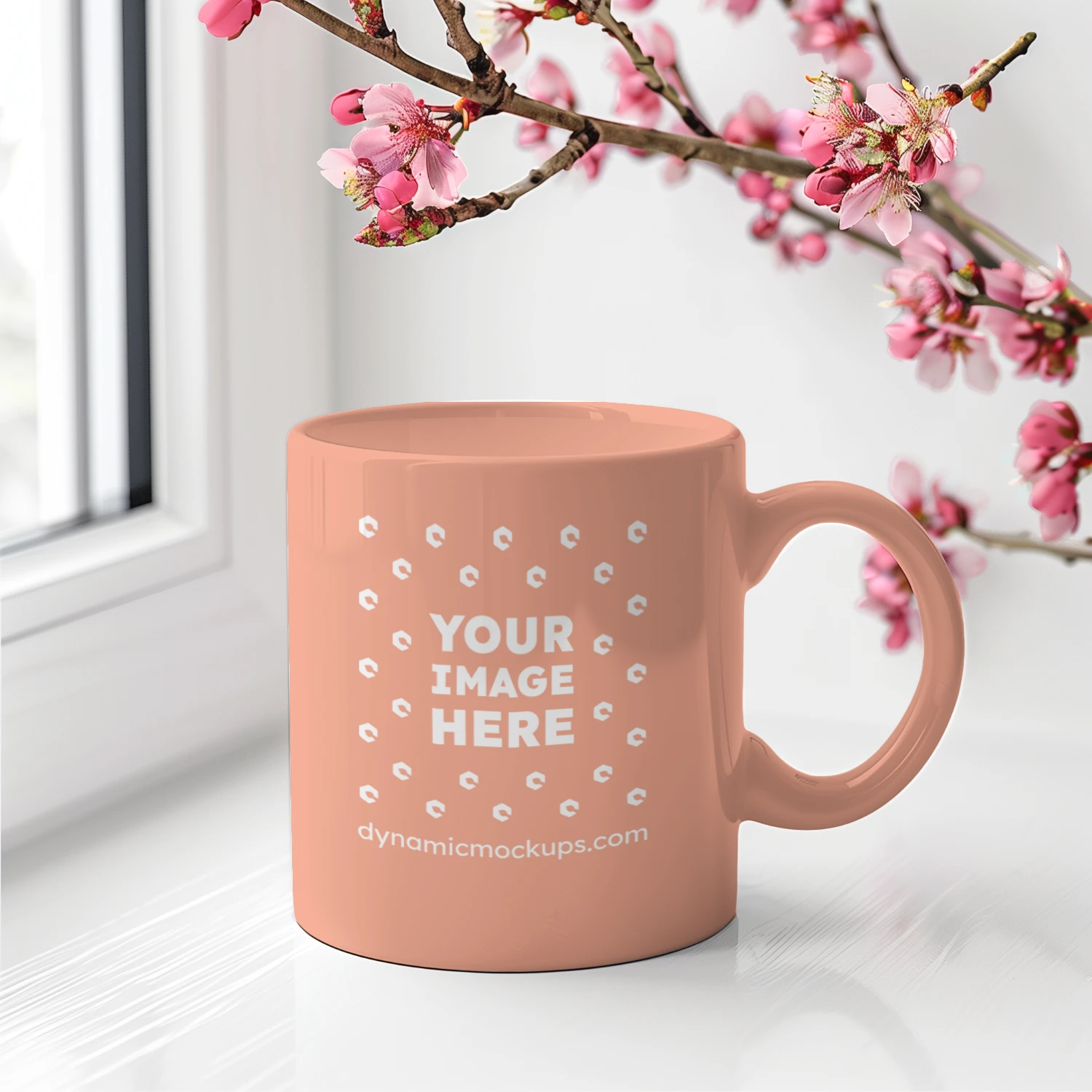 11oz Blank Peach Ceramic Coffee Mug Mockup Template