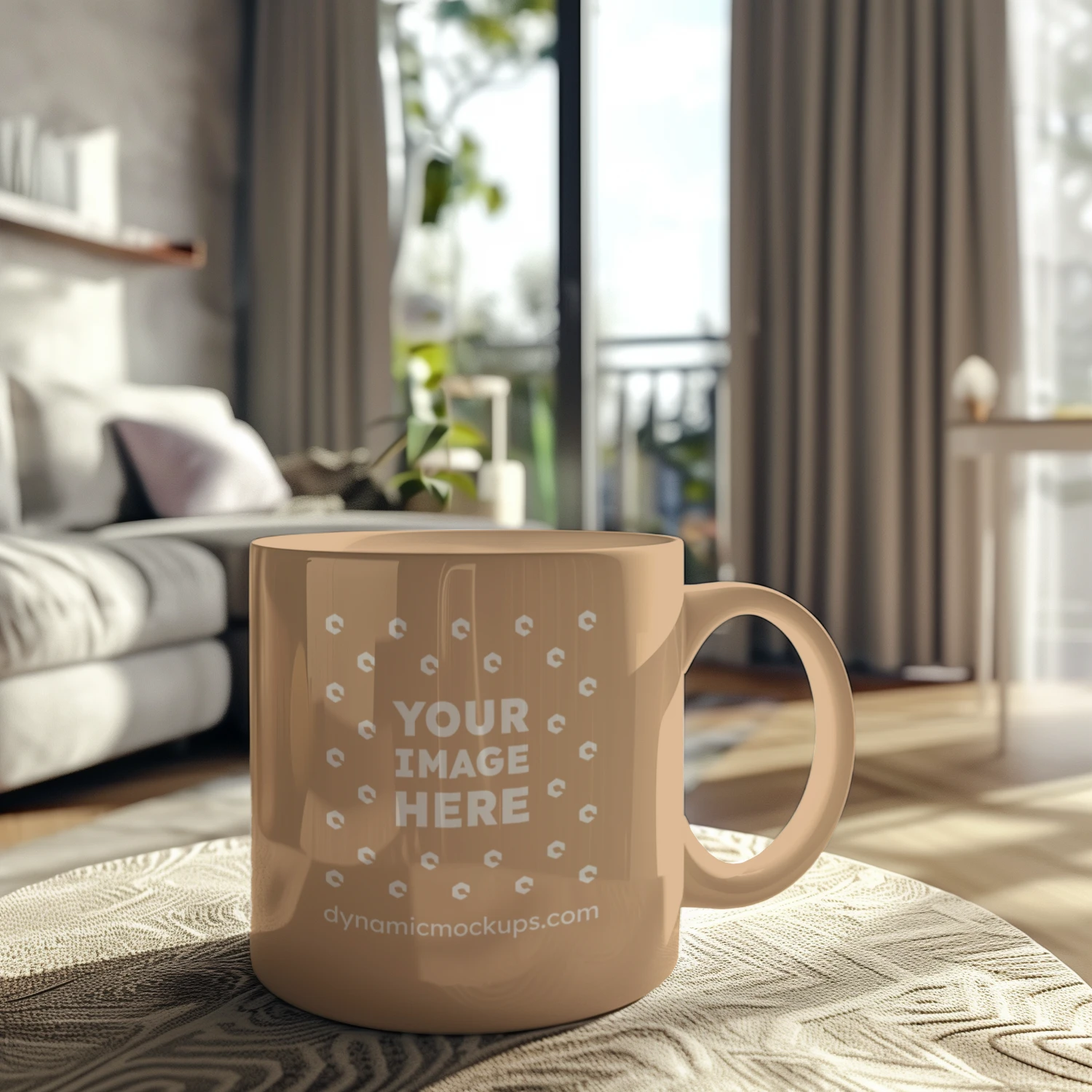 11oz Blank Tan Ceramic Coffee Mug Mockup Template