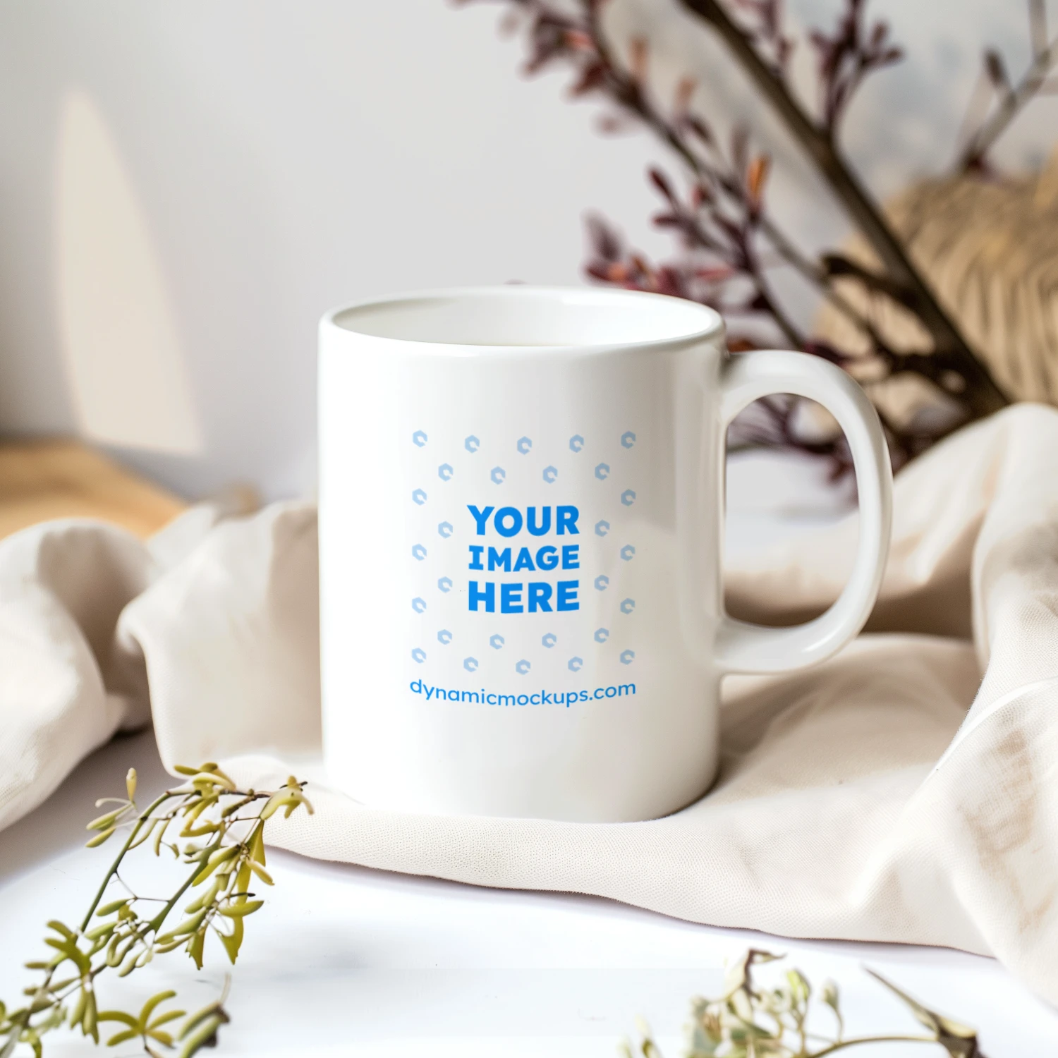 11oz Blank White Ceramic Coffee Mug Mockup Template