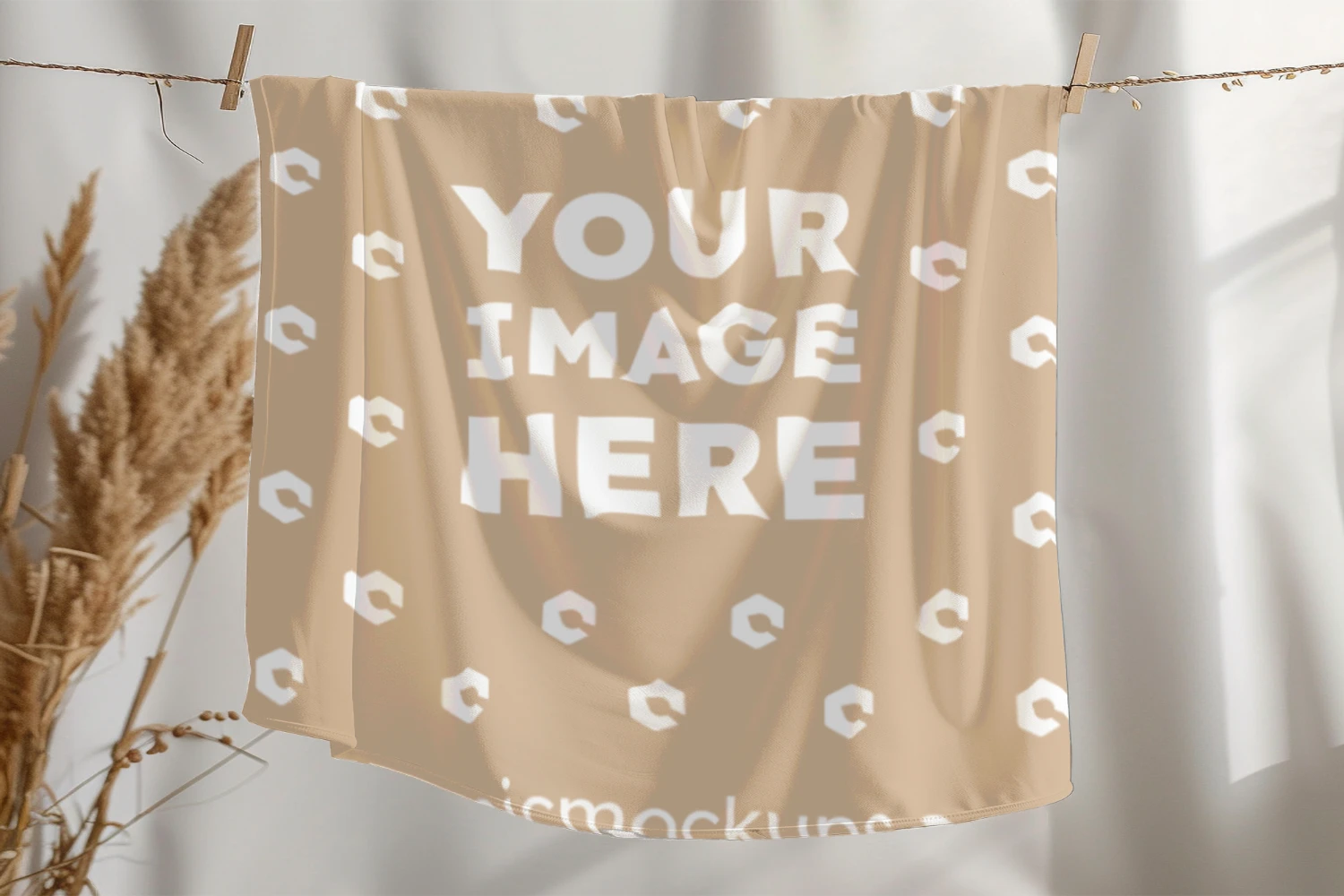 Beige Blanket Mockup Template #4233 + PSD | Use It Now