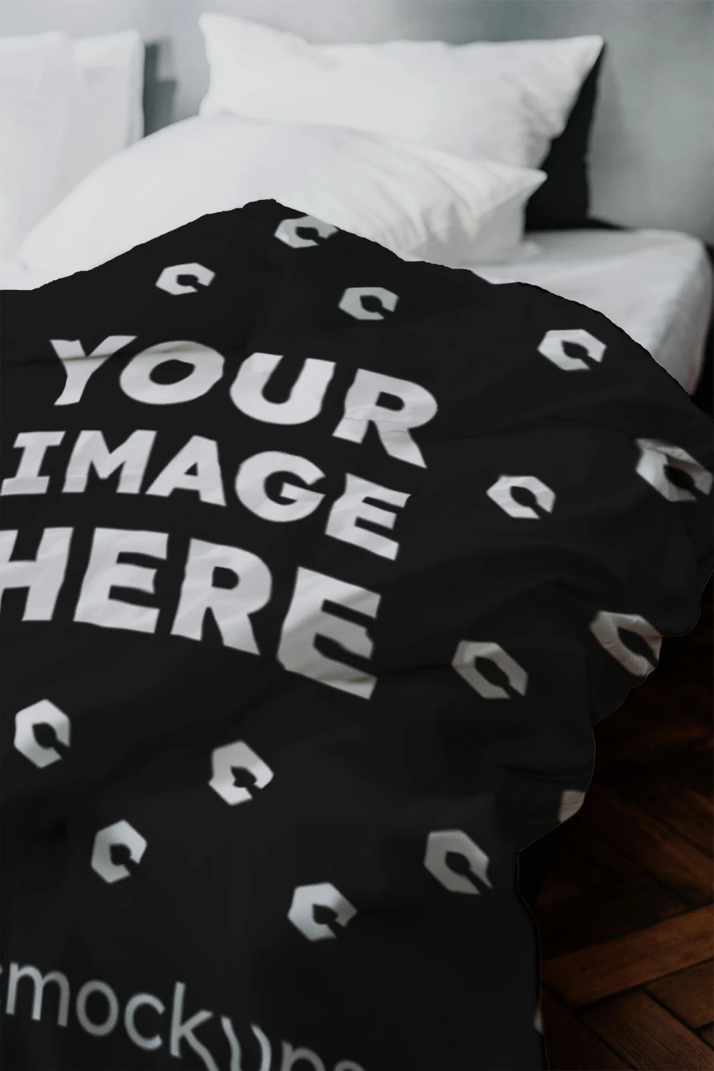 Black Blanket Mockup Template #4218 + PSD | Use It Now