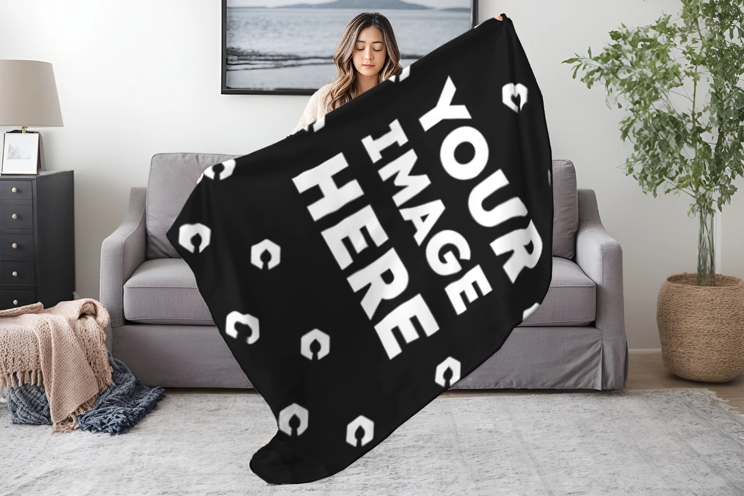 Black Blanket Mockup Template #4223 + PSD | Use It Now