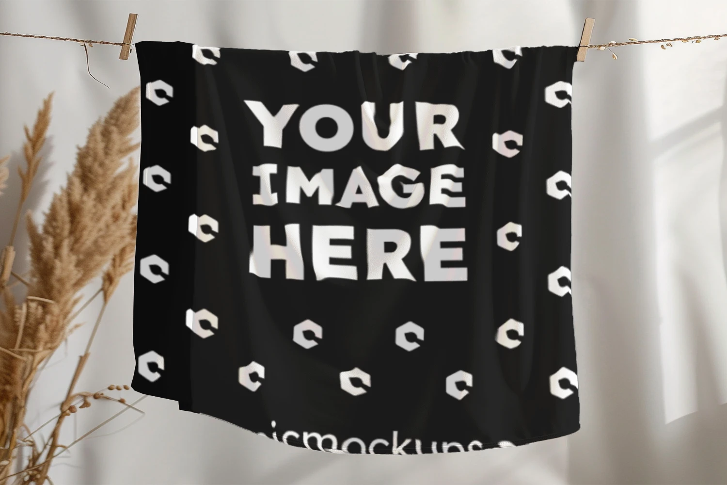 Black Blanket Mockup Template #4233 + PSD | Use It Now