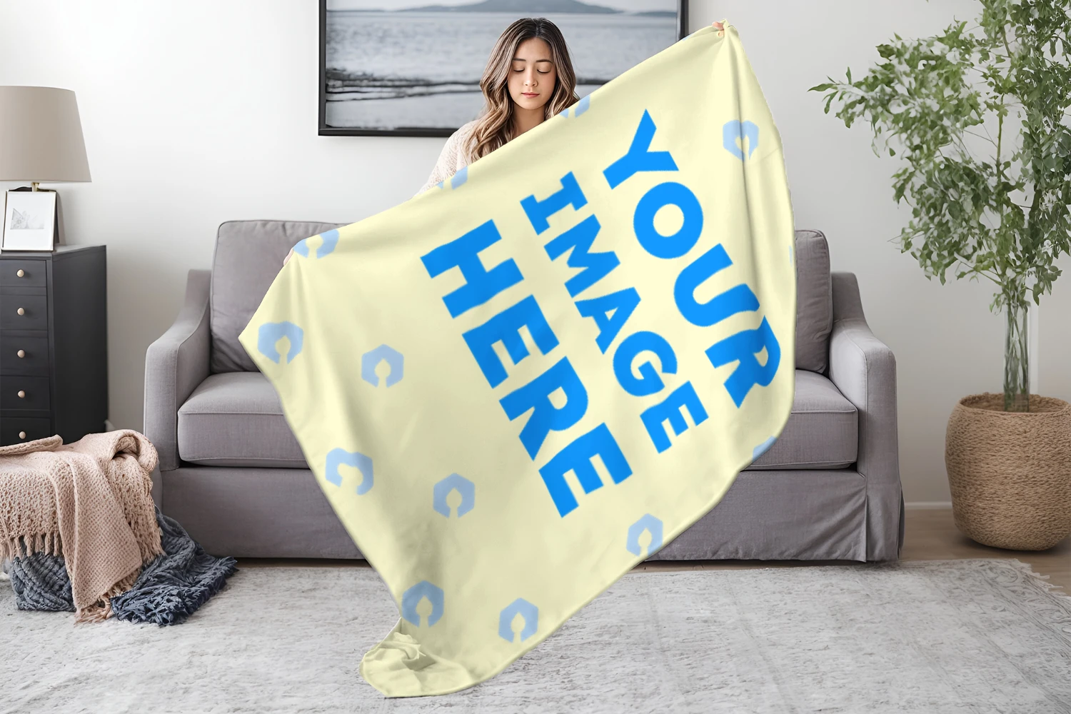 Cream Blanket Mockup Template #4223 + PSD | Use It Now