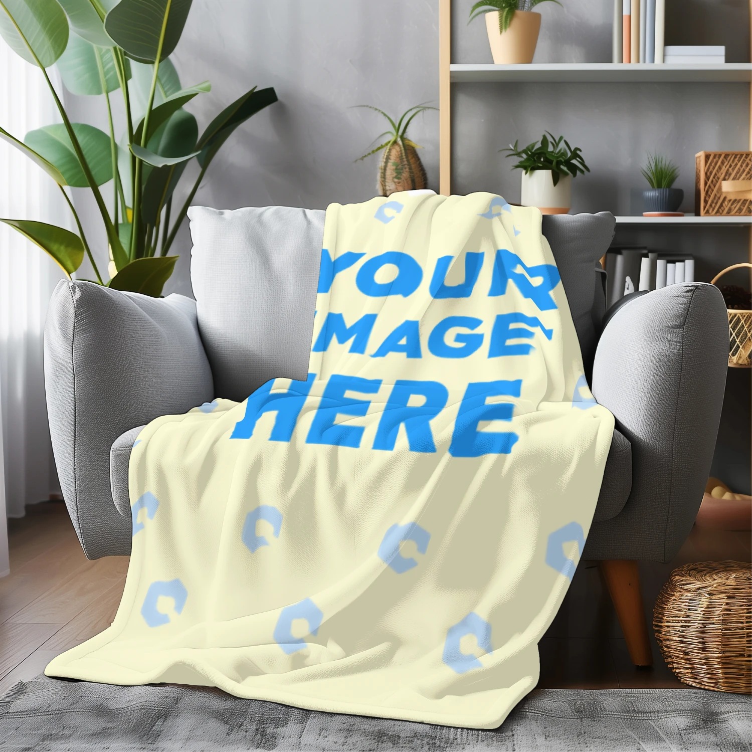 Cream Blanket Mockup Template #4231 + PSD | Use It Now
