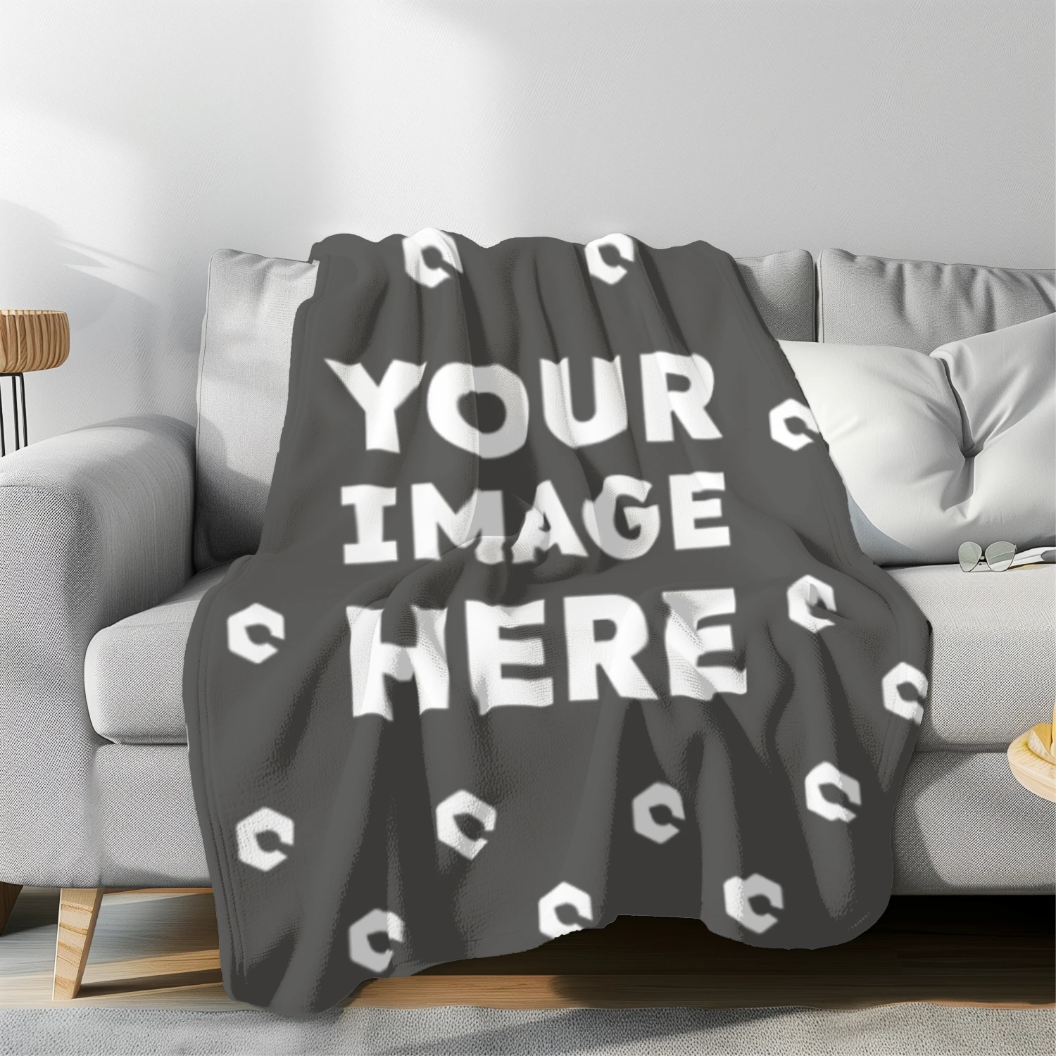 Dark Gray Blanket Mockup Template #4221 + PSD | Use It Now