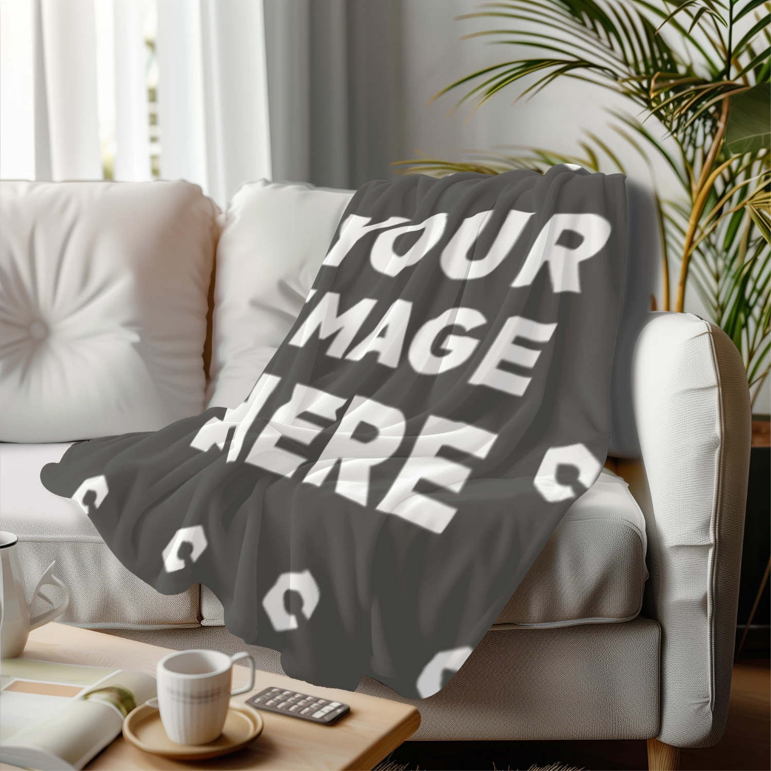 Dark Gray Blanket Mockup Template #4225 + PSD | Use It Now