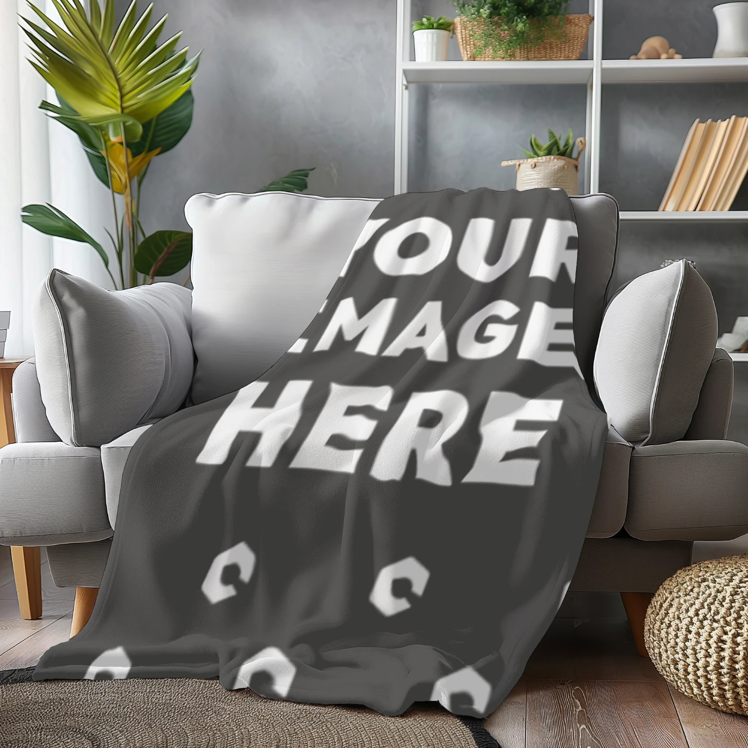 Dark Gray Blanket Mockup Template #4232 + PSD | Use It Now