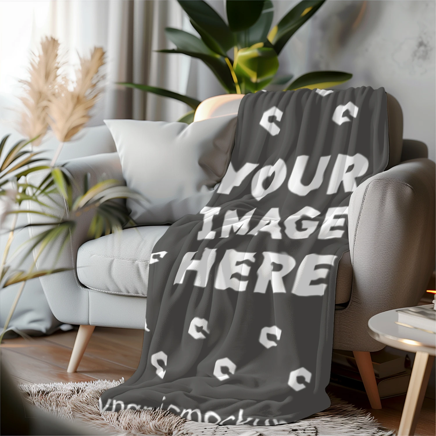Dark Gray Blanket Mockup Template #4236 + PSD | Use It Now