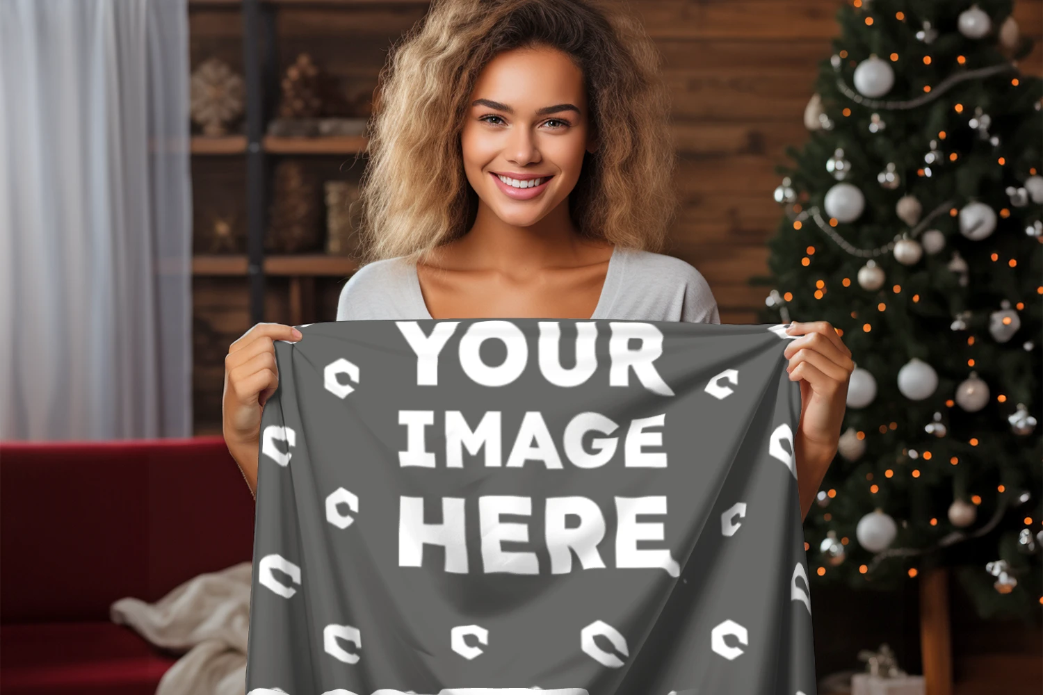 Dark Gray Blanket Mockup Template #4241 + PSD | Use It Now