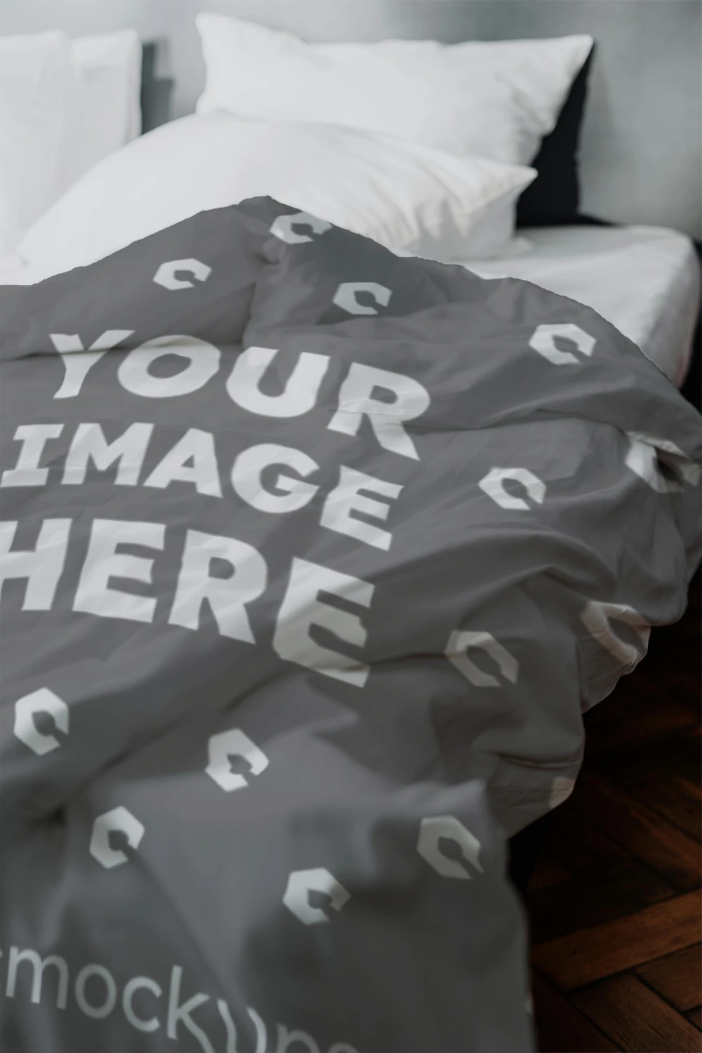 Gray Blanket Mockup Template #4218 + PSD | Use It Now