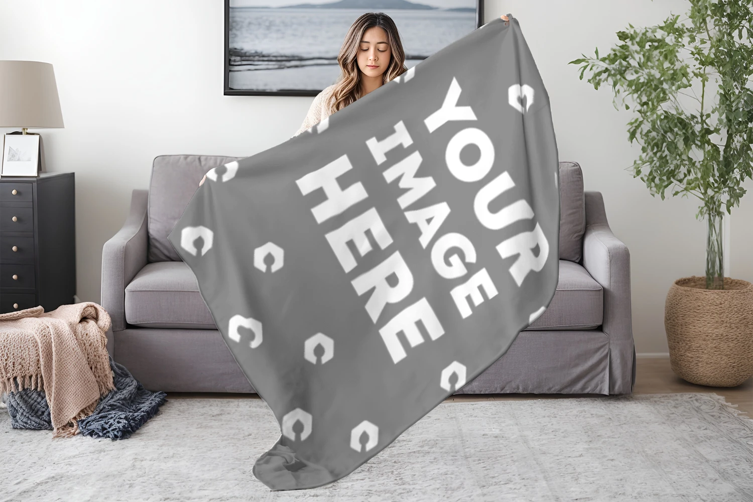 Gray Blanket Mockup Template #4223 + PSD | Use It Now