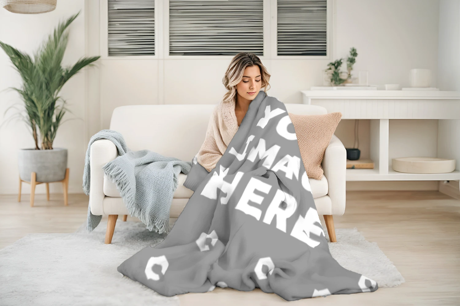 Gray Blanket Mockup Template #4251 + PSD | Use It Now