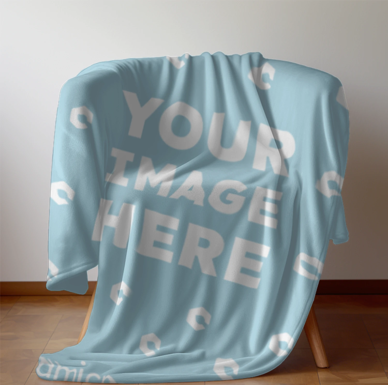 Light Blue Blanket Mockup Template #4237 + PSD | Use It Now