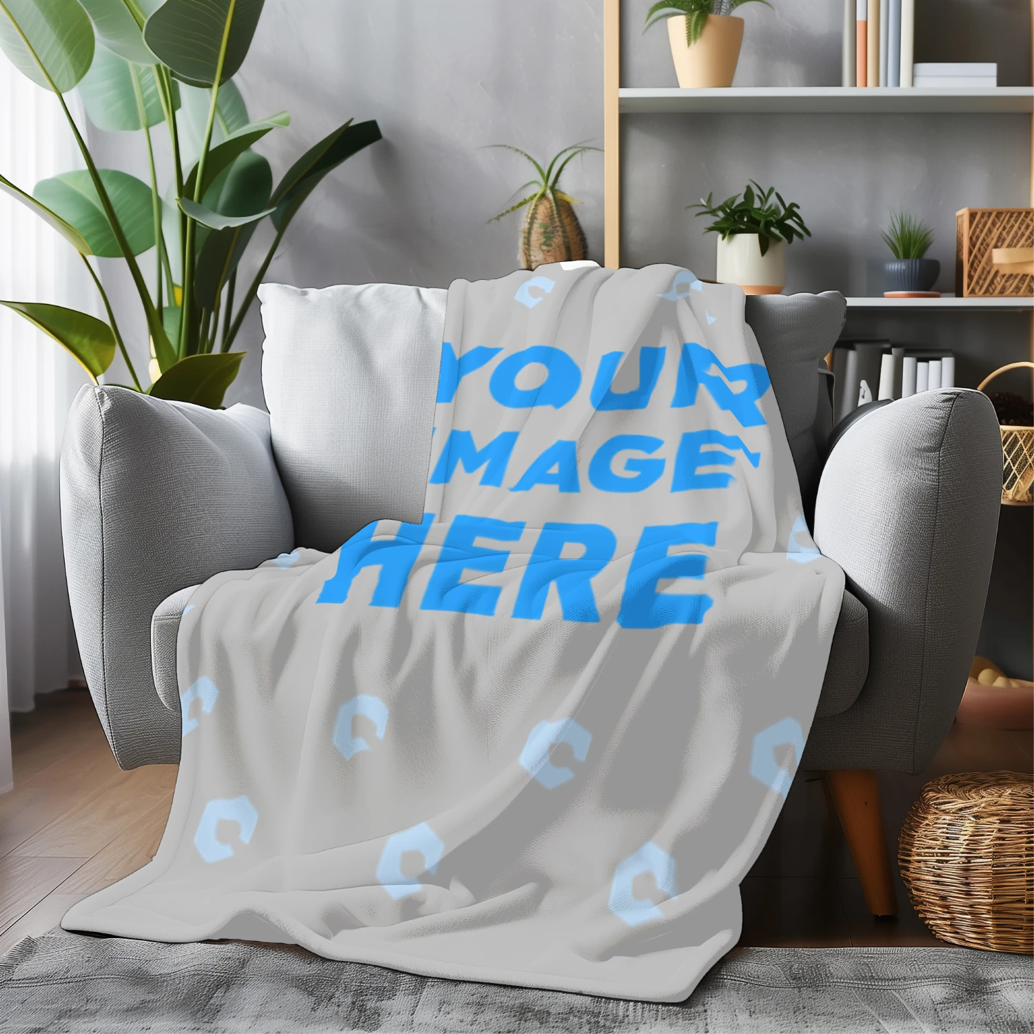 Light Gray Blanket Mockup Template #4231 + PSD | Use It Now