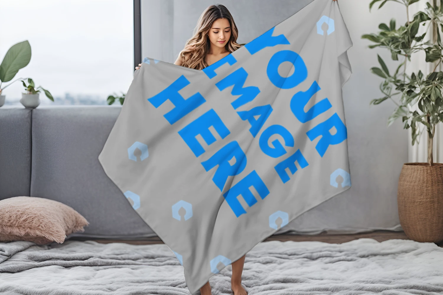 Light Gray Blanket Mockup Template #4247 + PSD | Use It Now