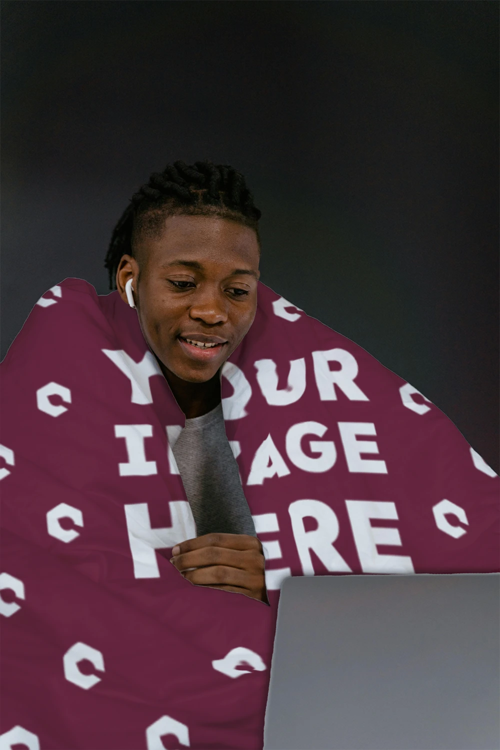 Maroon Blanket Mockup Template