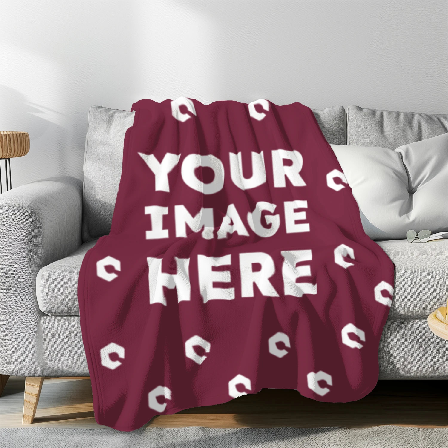 Maroon Blanket Mockup Template #4221 + PSD | Use It Now