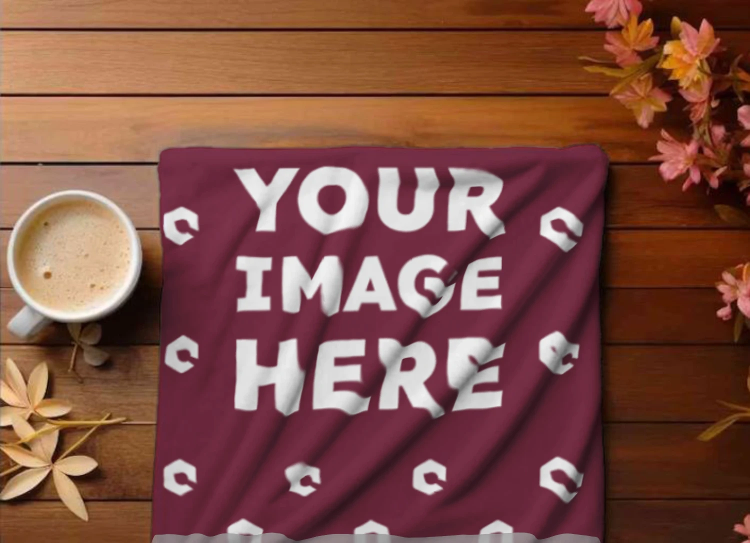 Maroon Blanket Mockup Template