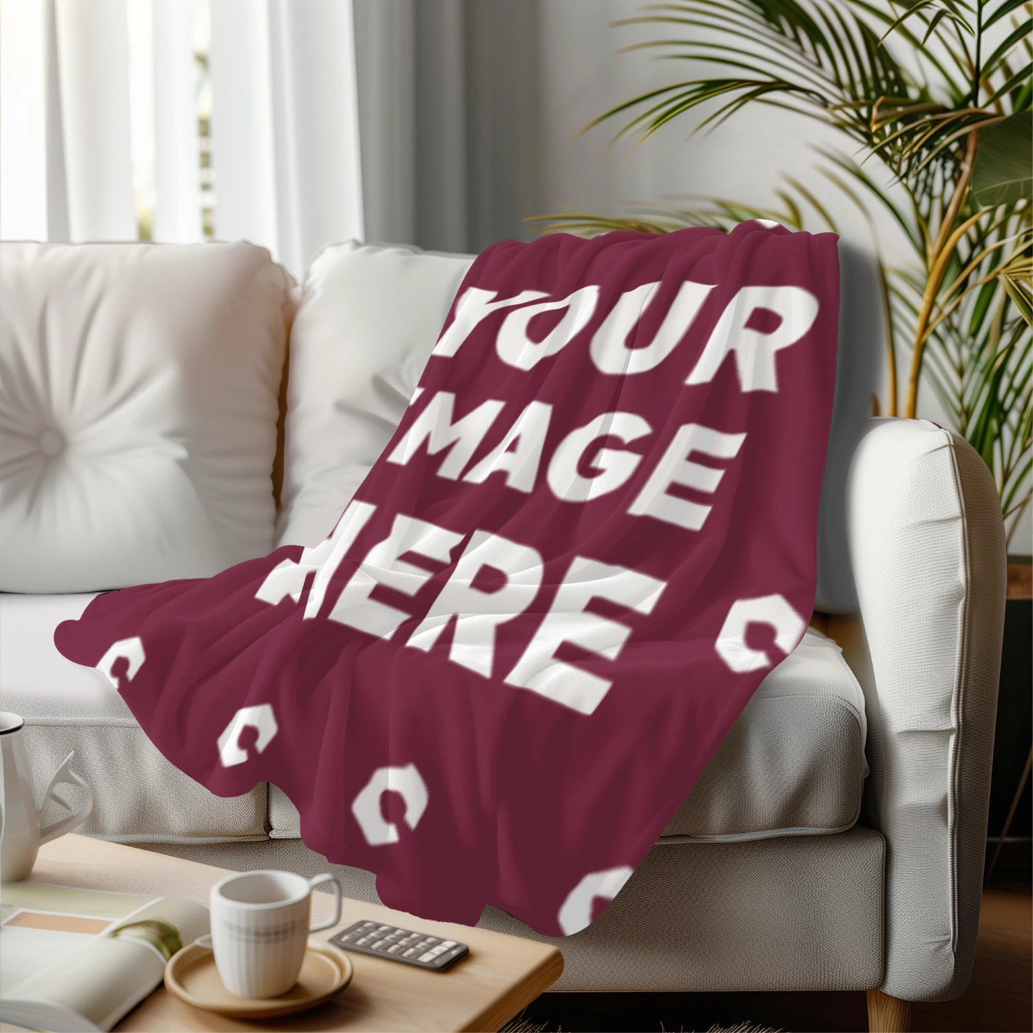 Maroon Blanket Mockup Template #4225 + PSD | Use It Now
